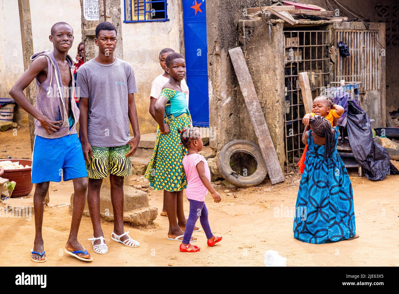 Daily life, people on the streets in Ivory Coast, Cote d'Ivoire, de ...