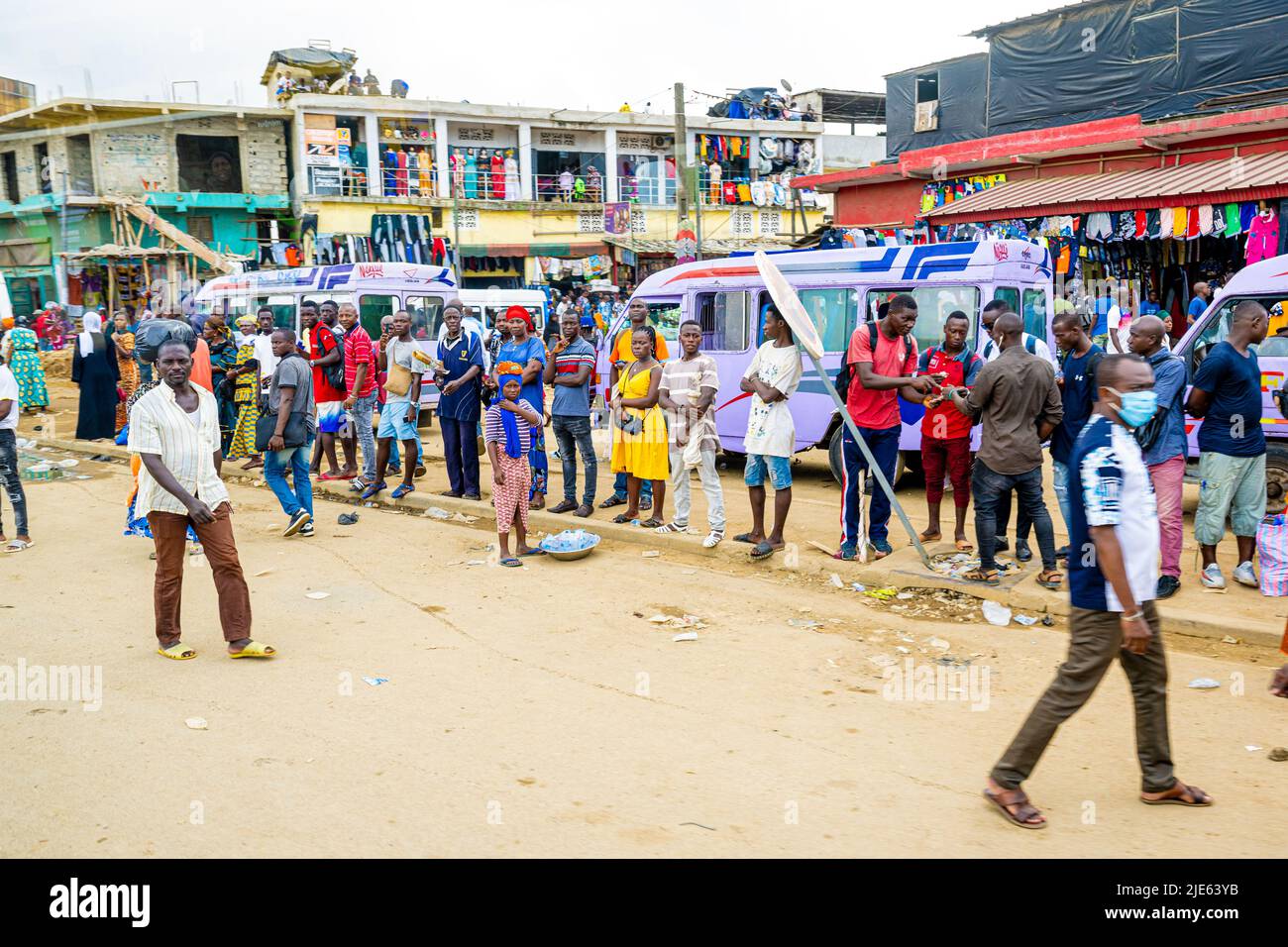 Daily life, people on the streets in Ivory Coast, Cote d'Ivoire, de ...