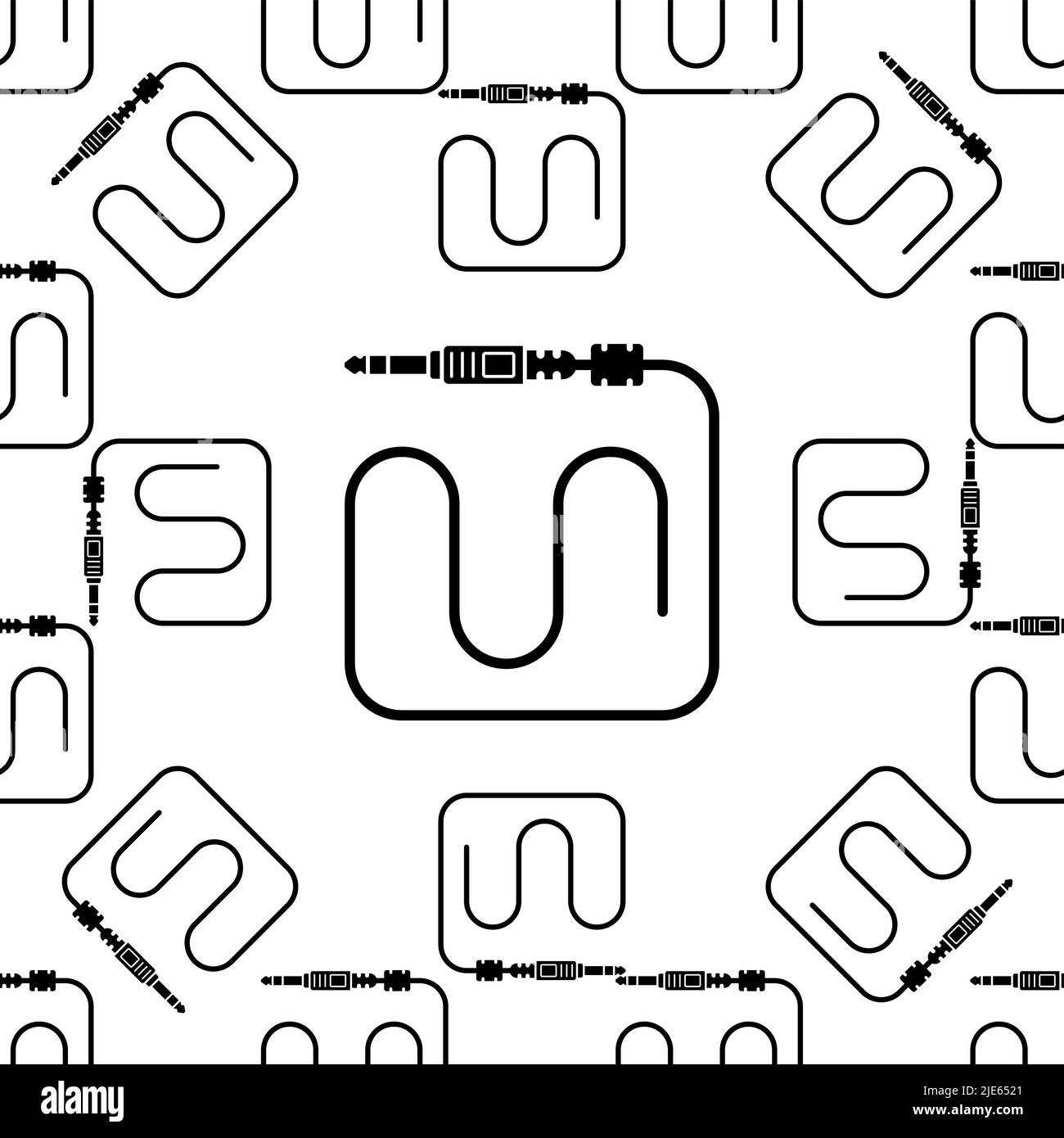 Audio Cable Icon, Plug Wire Seamless Pattern Vector Art Illustration ...
