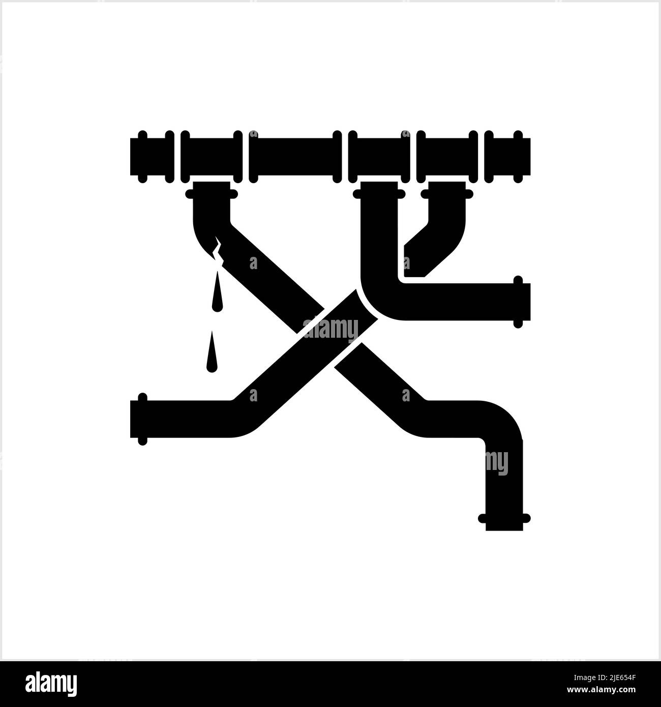 Broken Pipe Icon, Leakage In Pipe Vector Art Illustration Stock Vector ...