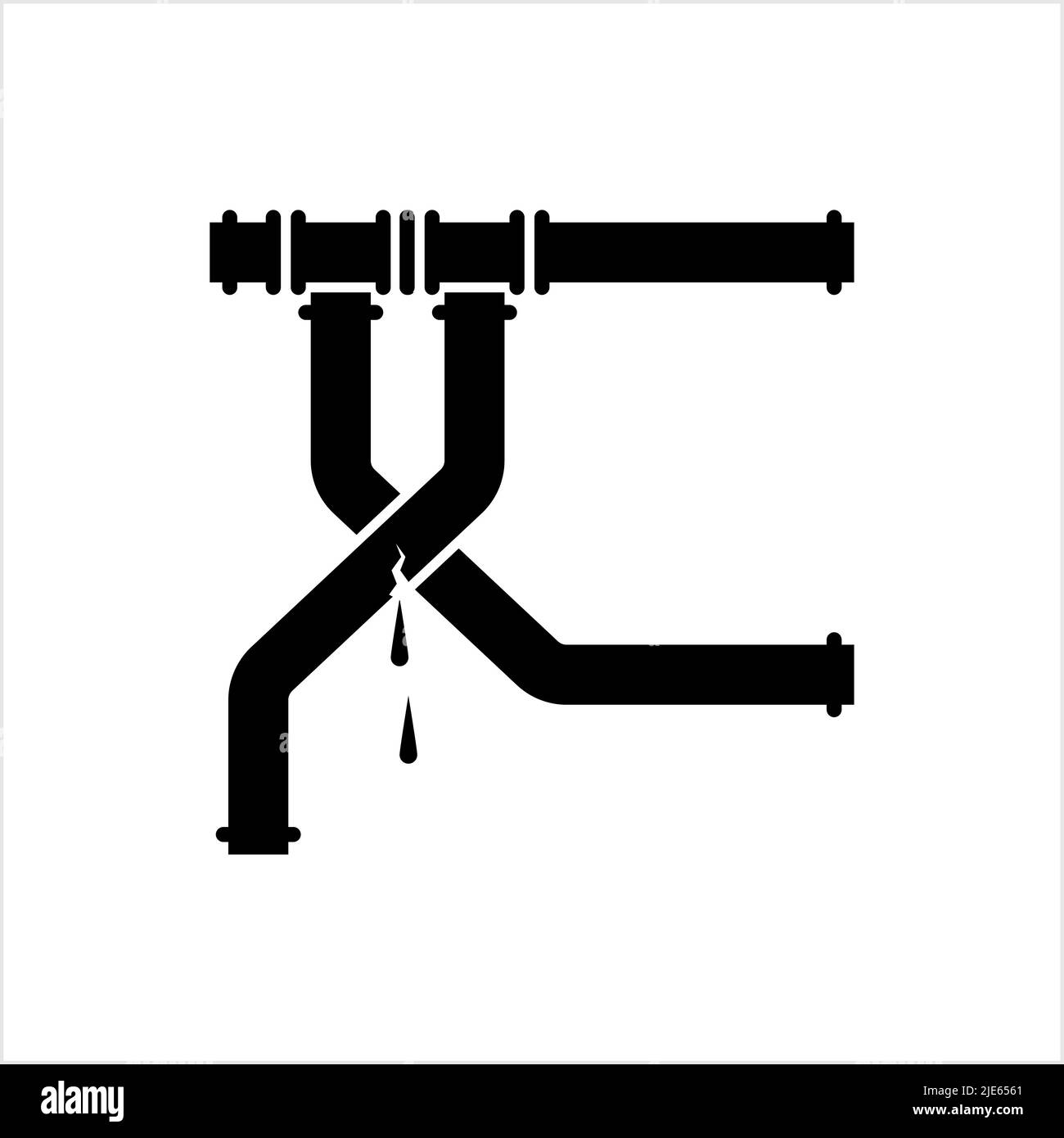 Broken Pipe Icon, Leakage In Pipe Vector Art Illustration Stock Vector ...