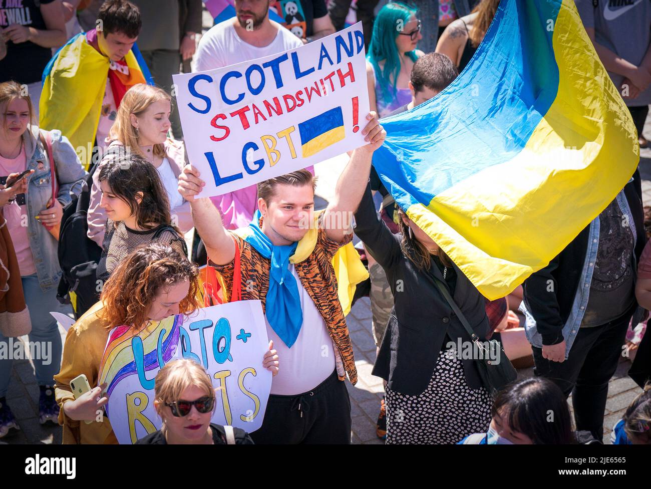People Take Part In The Pride Edinburgh 2022 Parade Through Edinburgh