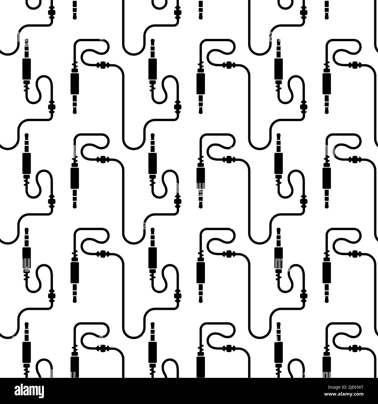 Audio Cable Icon, Plug Wire Seamless Pattern Vector Art Illustration ...