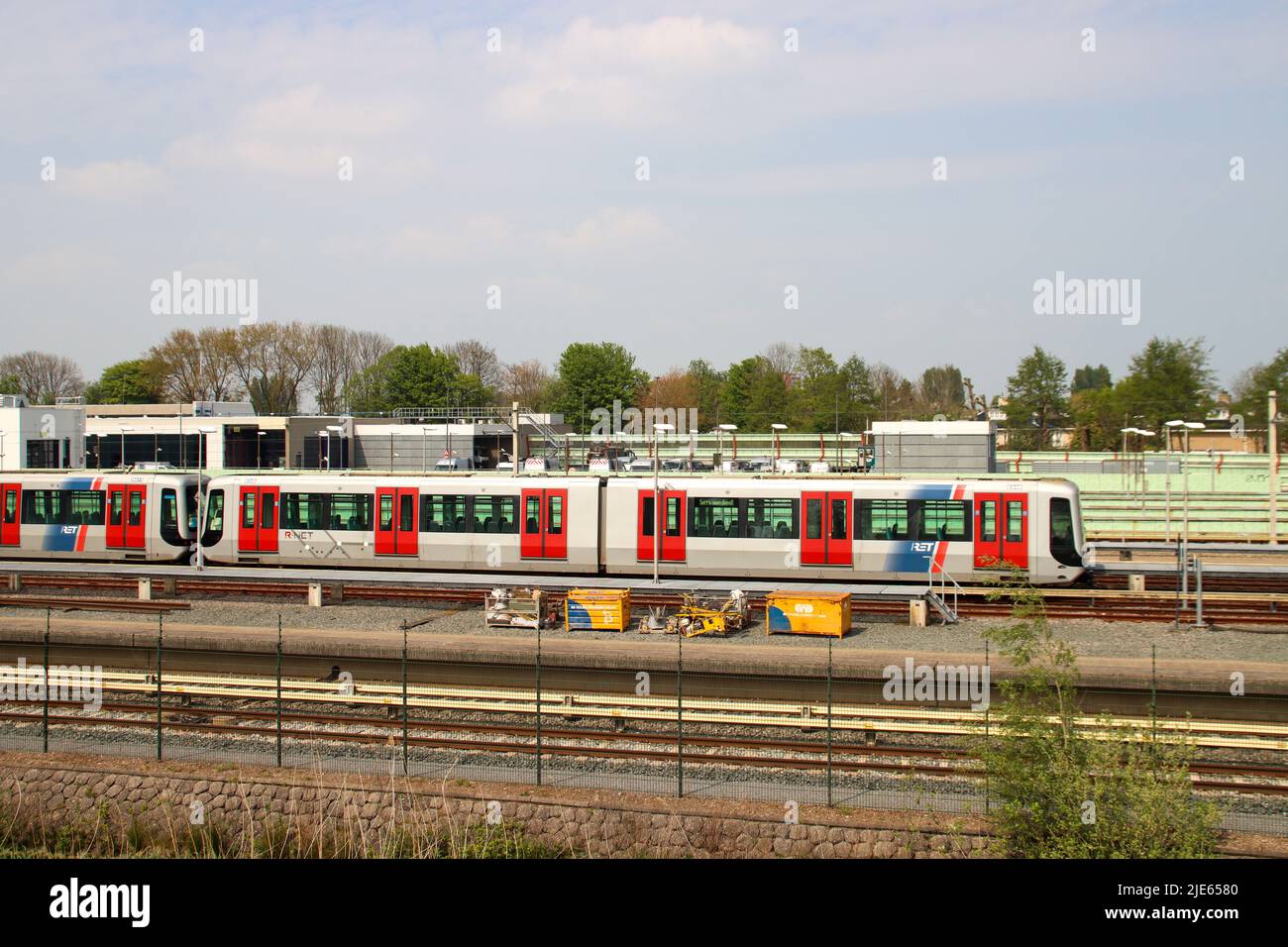 RET Metro subway trains parked at the 's Gravenweg facility in ...