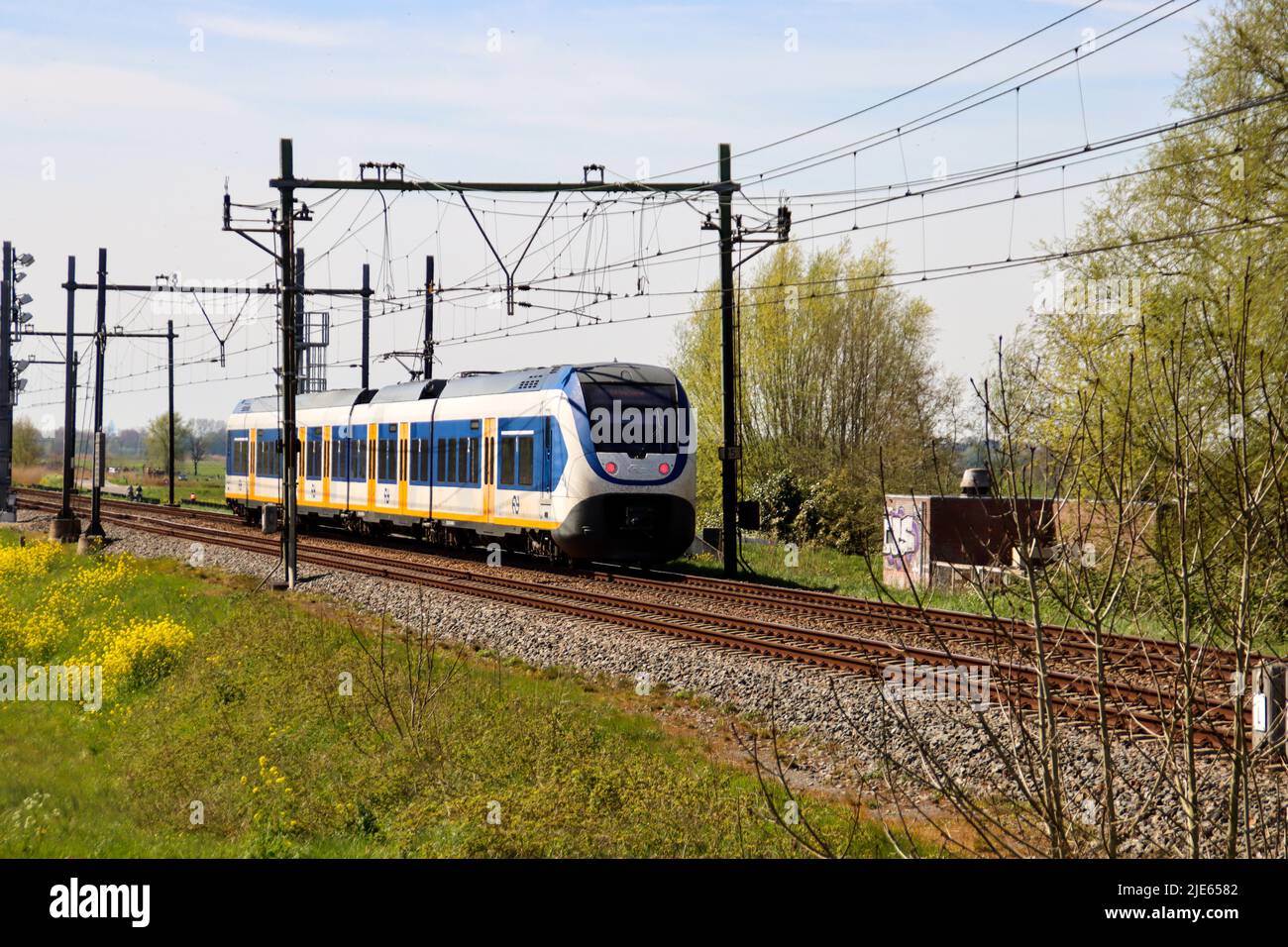 SLT sprinter train of NS on track in Driebruggen in the Netherlands ...