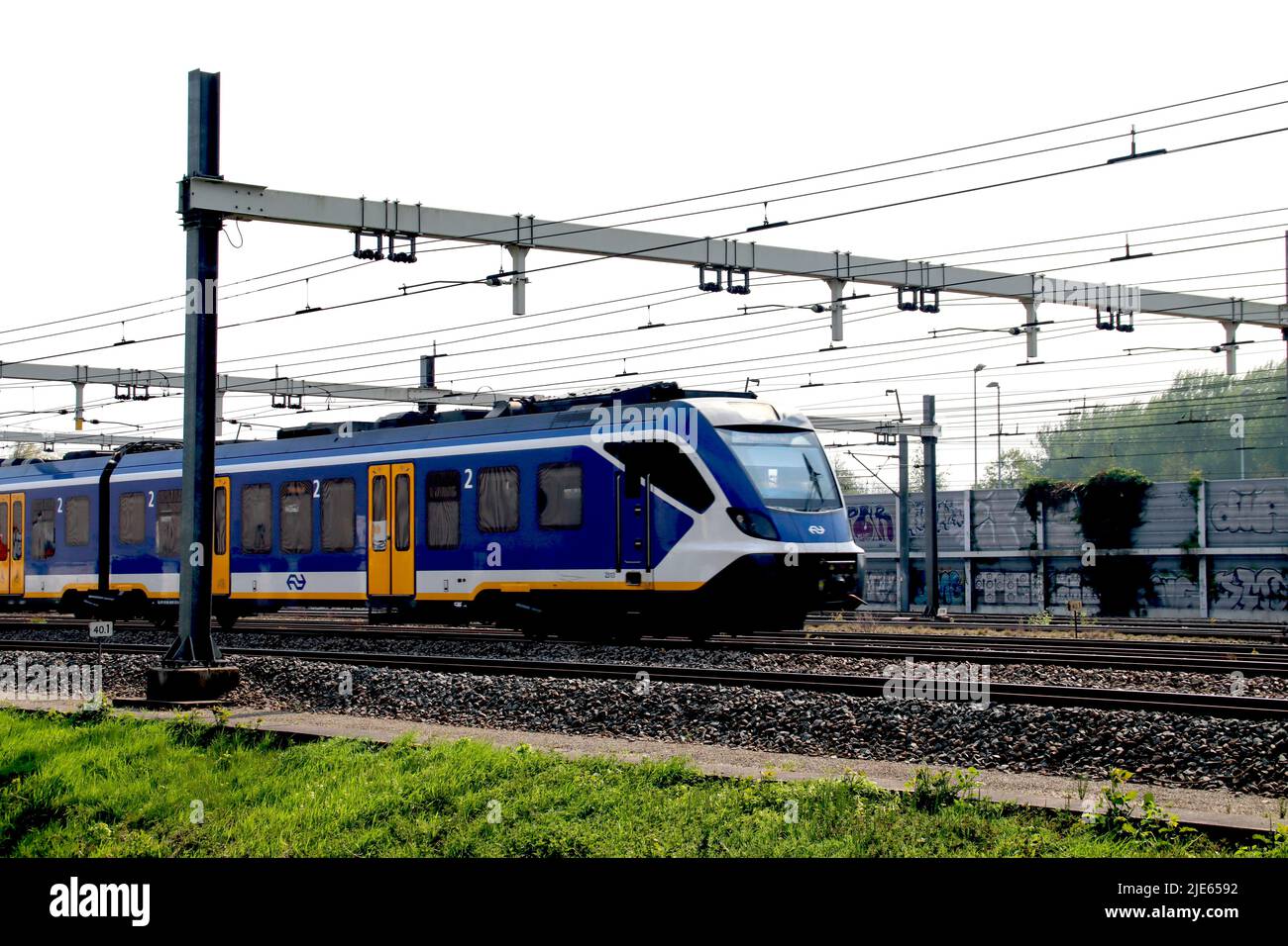 SNG CAF local commuter sprinter train at track in Barendrecht in the ...