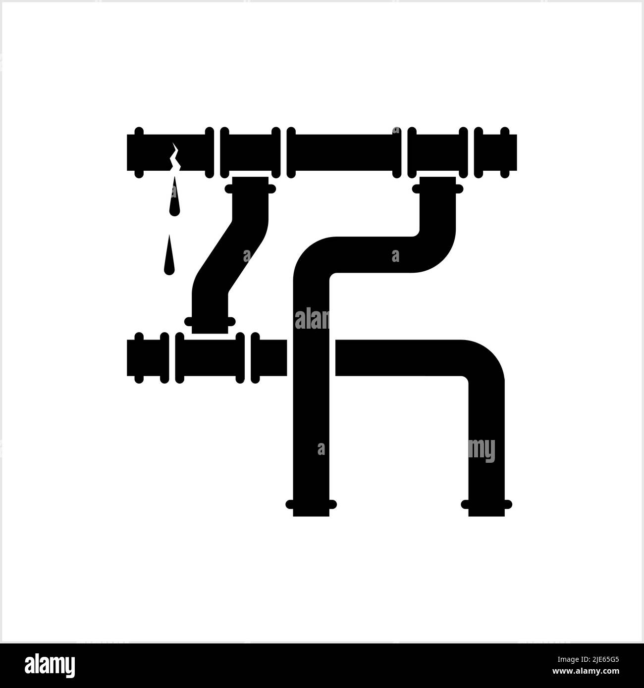 Broken Pipe Icon, Leakage In Pipe Vector Art Illustration Stock Vector ...