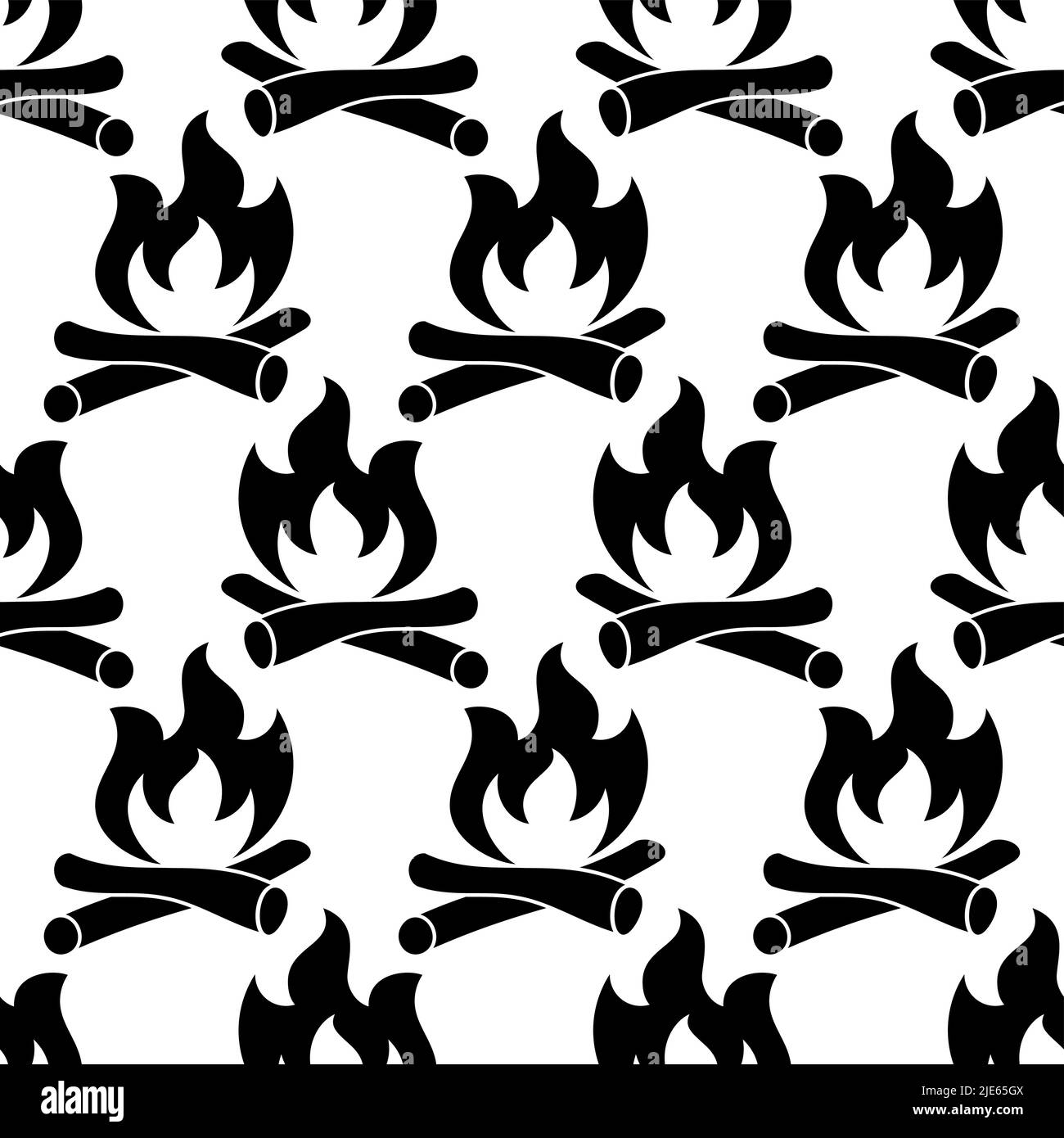Campfire Icon Seamless Pattern, Camp Fire Vector Art Illustration Stock ...