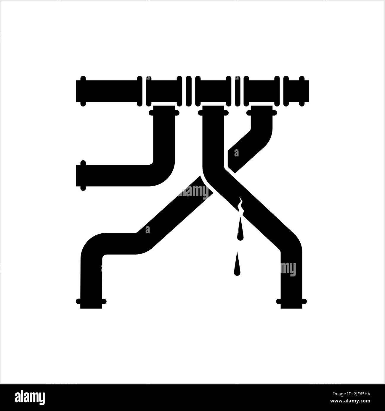 Broken Pipe Icon, Leakage In Pipe Vector Art Illustration Stock Vector ...