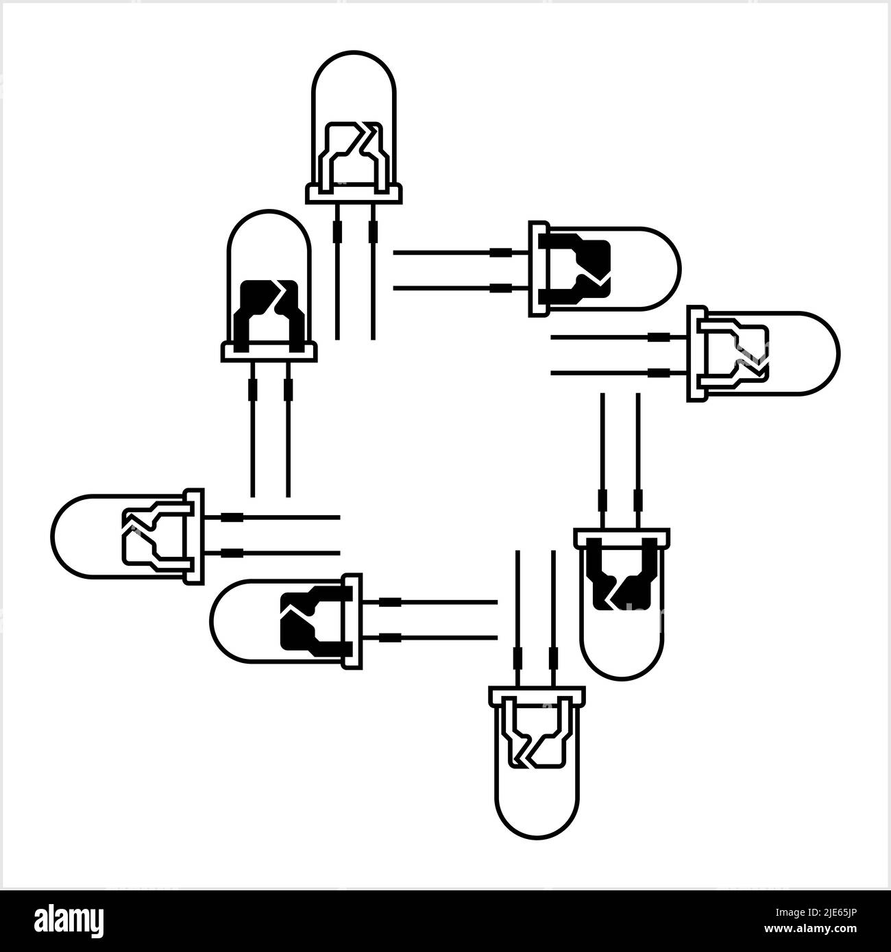 White light emitting diode icon Black and White Stock Photos & Images ...