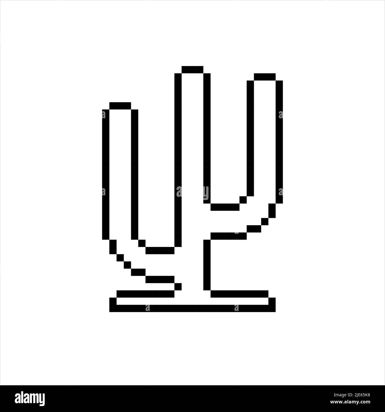 Cactus Icon Pixel Art, Cactus Plant Icon Pixelated Form Vector Art ...