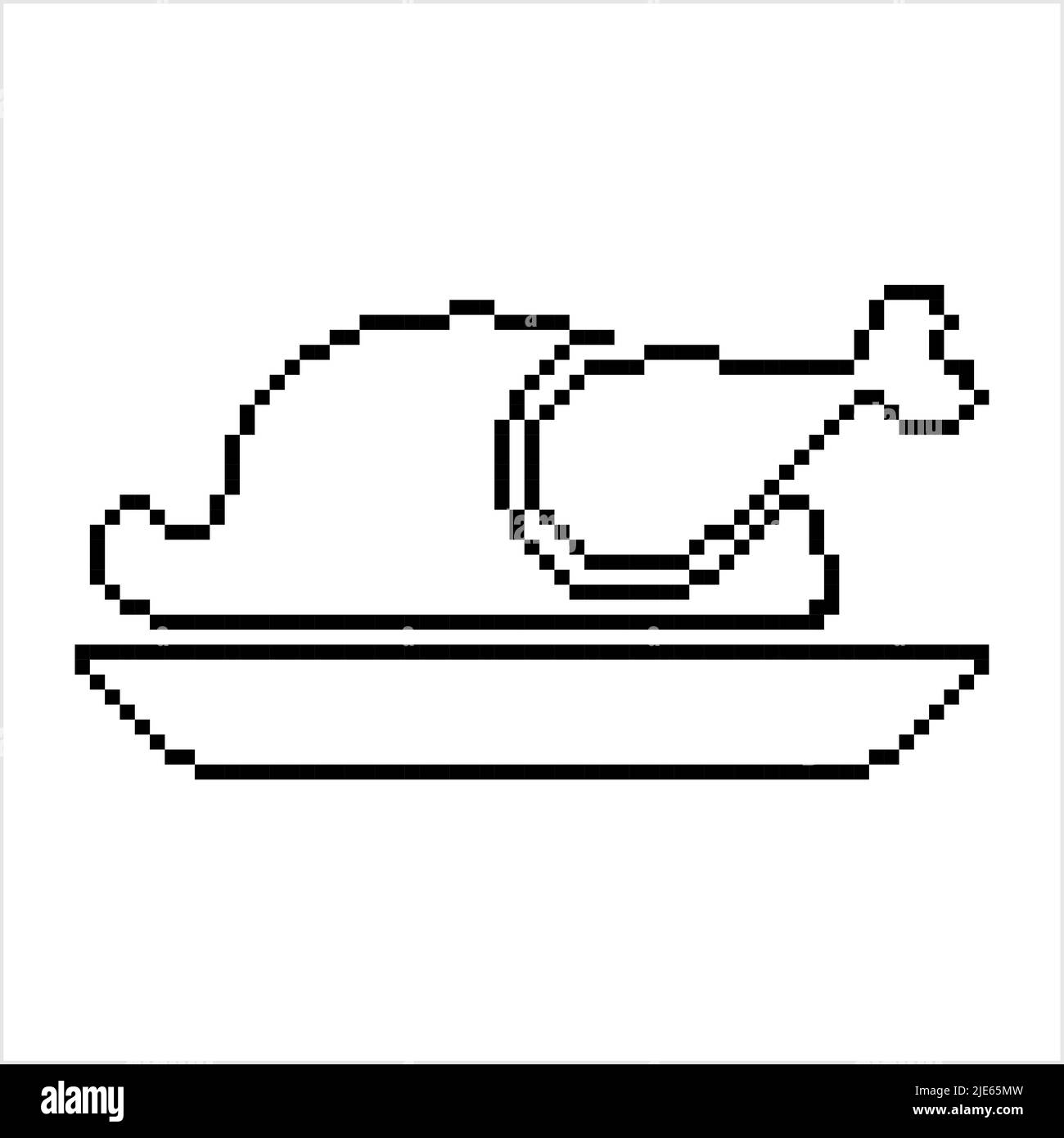 Chicken Icon Pixel Art, Turkey Icon Pixelated Form Vector Art ...
