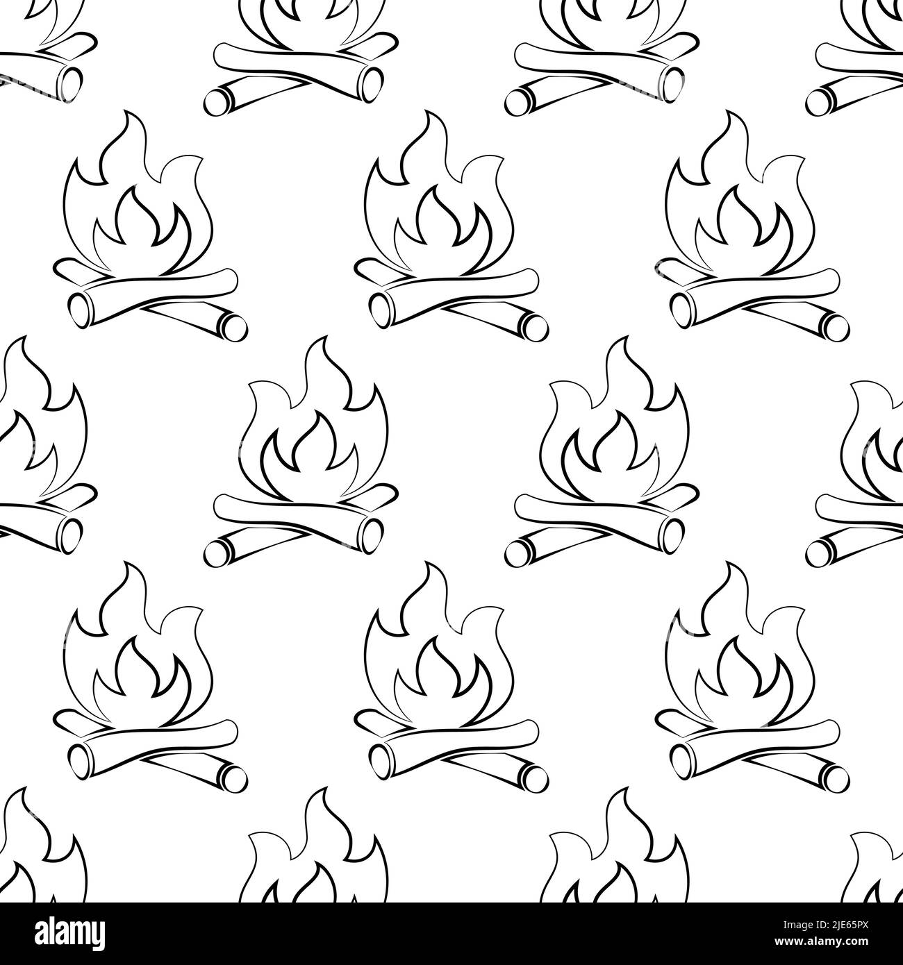 Campfire Icon Seamless Pattern, Camp Fire Vector Art Illustration Stock ...