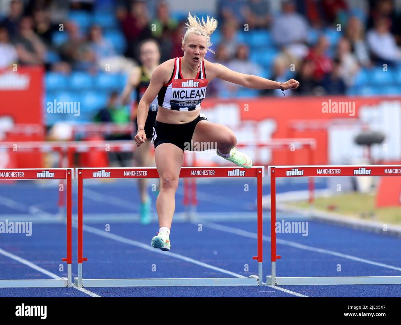 Hayley Mclean in the Women’s 400m Hurdles during day two of the Muller ...