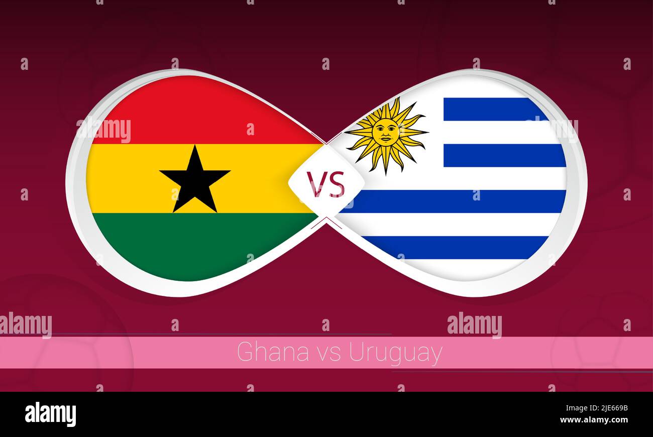 Ghana vs Uruguay in Football Competition, Group A. Versus icon on Football background. Vector ...