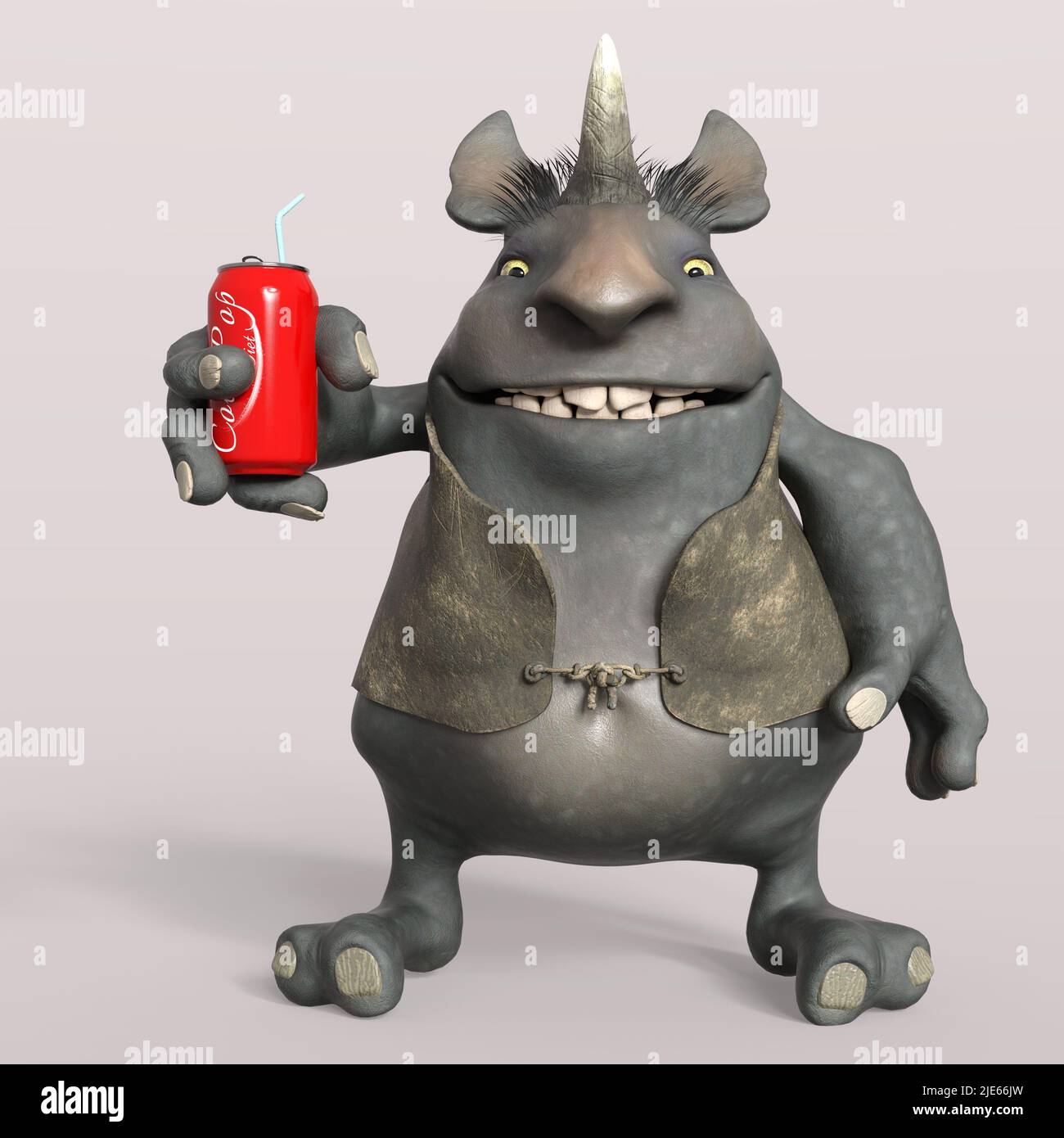 3D-illustration of a cute and funny cartoon kobold, invitation to a ...