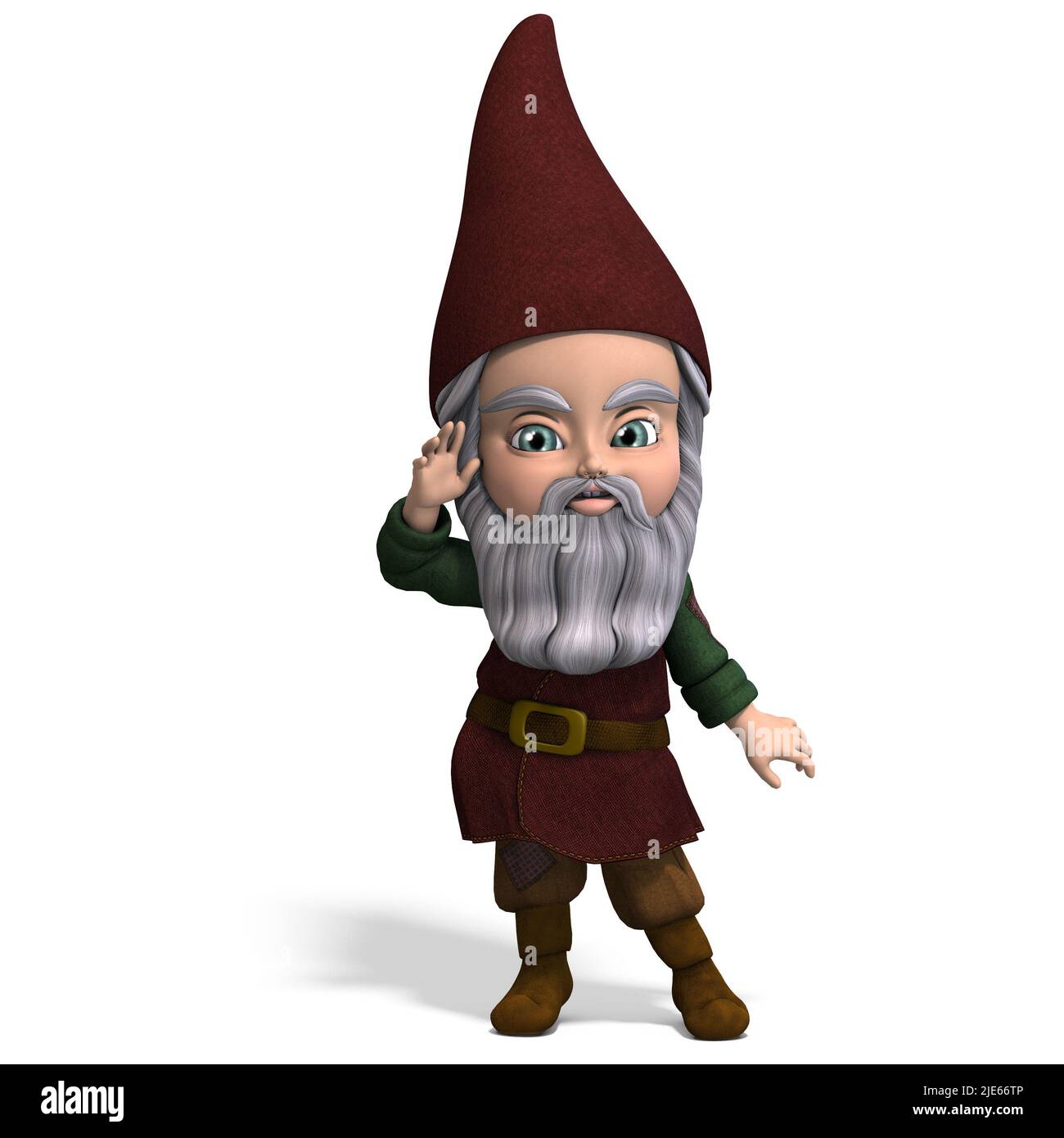 3D-illustration of a cute and funny cartoon garden gnome. isolated ...