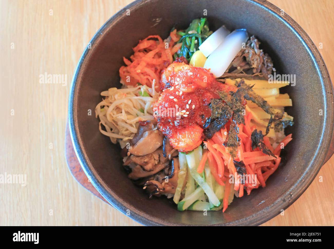 Bibimbap, a Flavorful Korean Traditional Mixed Rice with Meat and ...