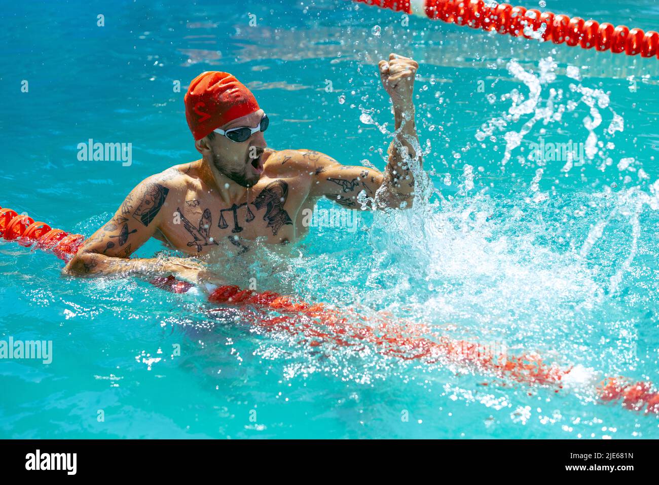 Professional swimmer portrait in water hi-res stock photography and ...