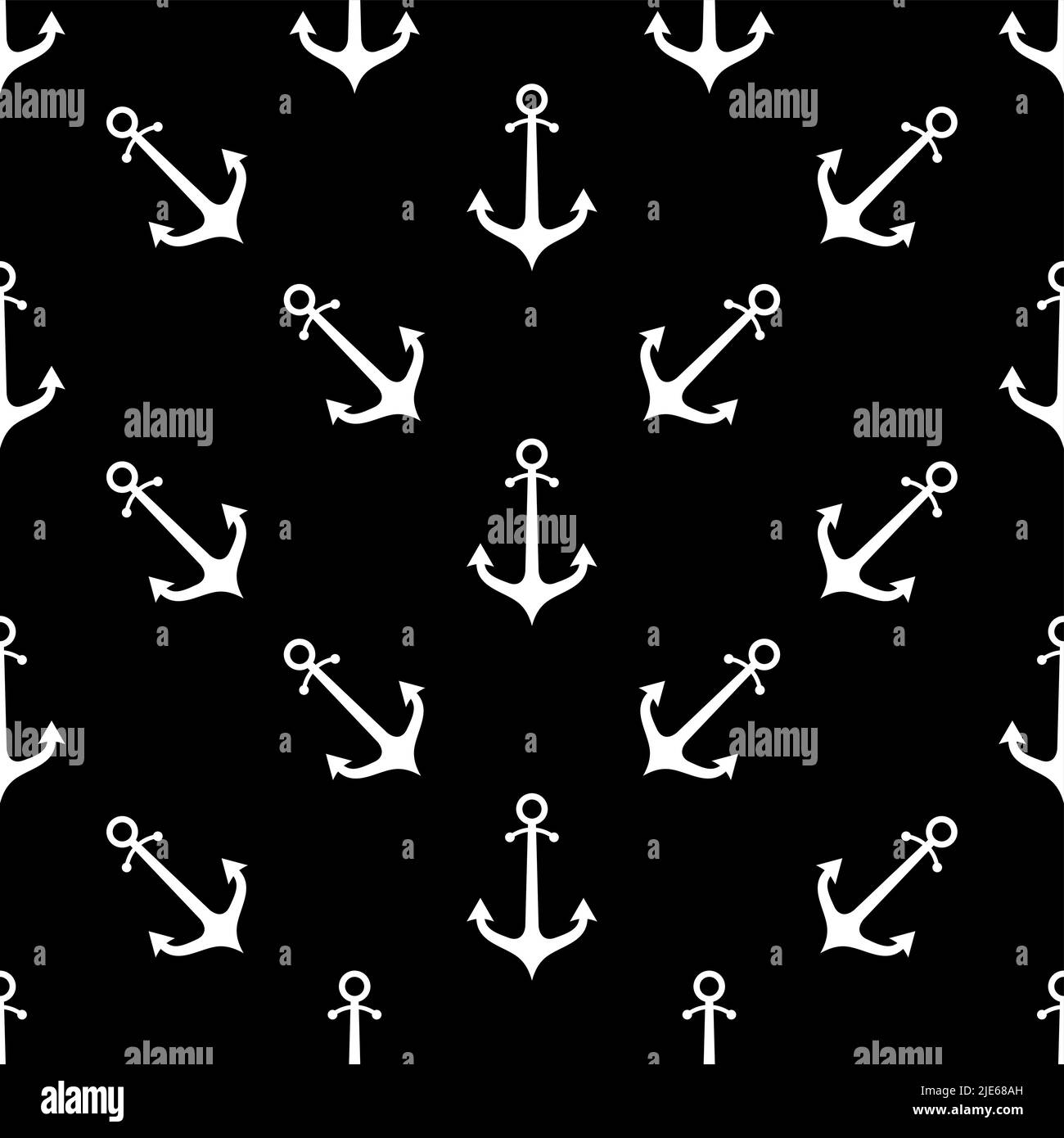 Anchor Icon Seamless Pattern, Flat Vector Art Illustration Stock Vector ...