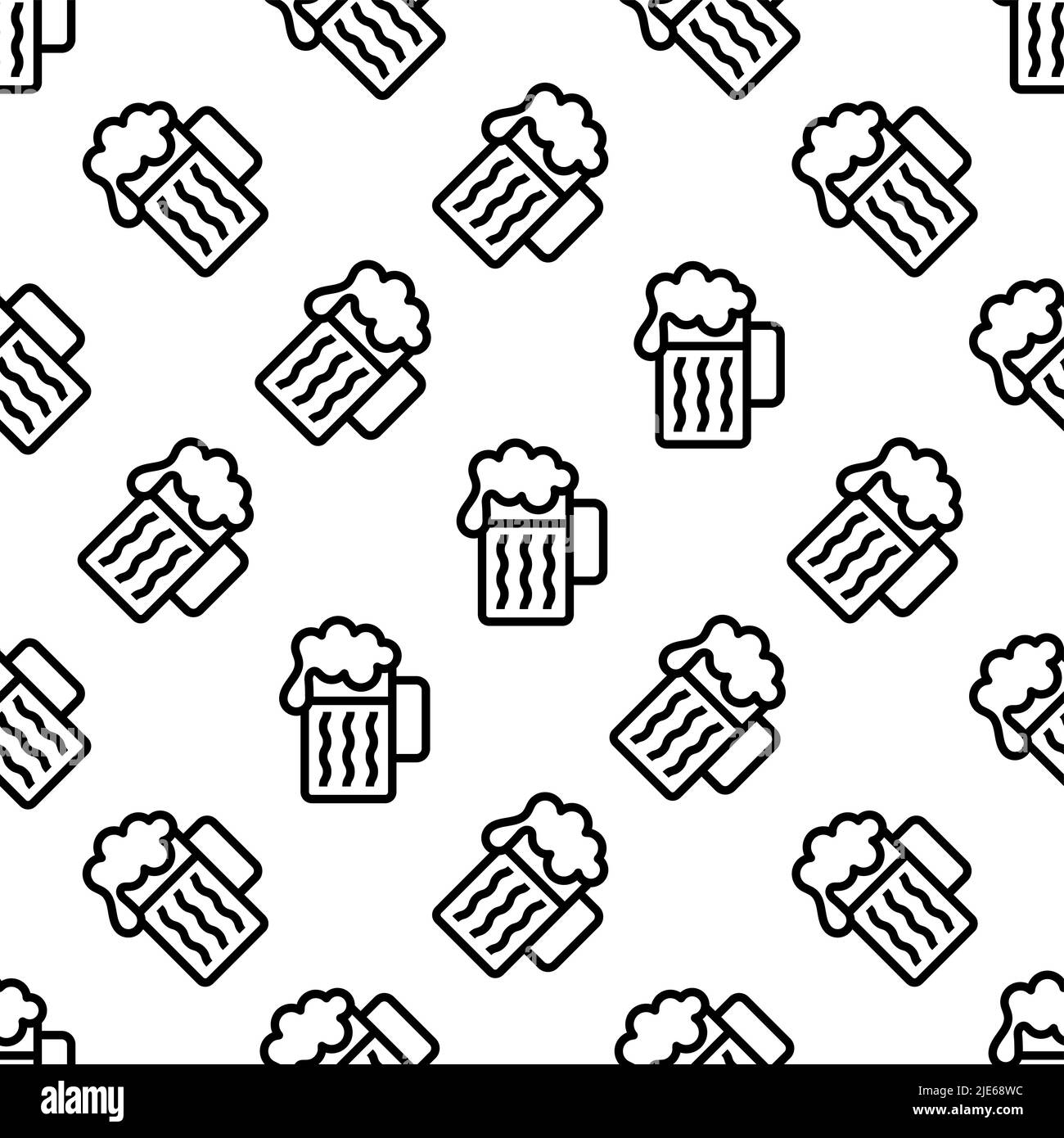Beer Mug Icon Seamless Pattern Vector Art Illustration Stock Vector ...