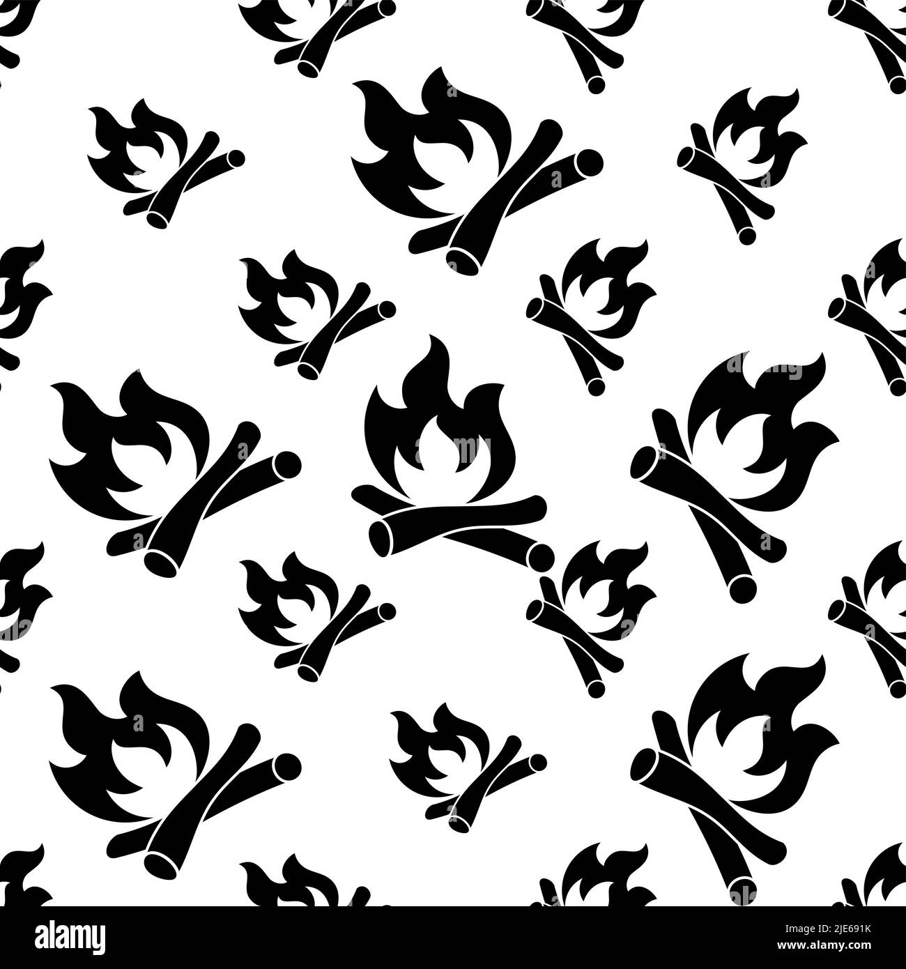 Campfire Icon Seamless Pattern, Camp Fire Vector Art Illustration Stock ...