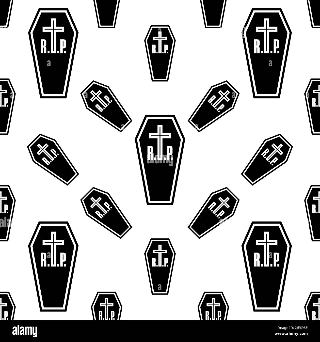 Coffin Icon Seamless Pattern, Coffin Seamless Pattern Vector Art ...