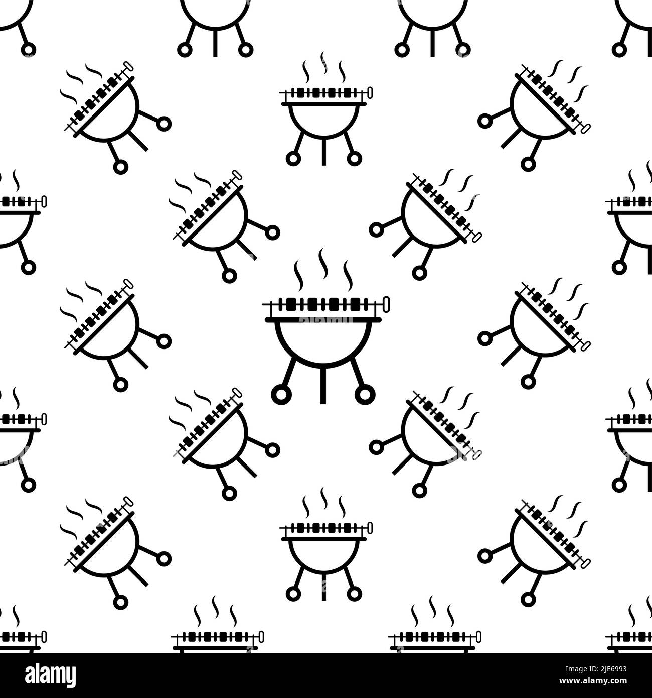 Barbecue Icon, Food Grill Seamless Pattern Vector Art Illustration ...