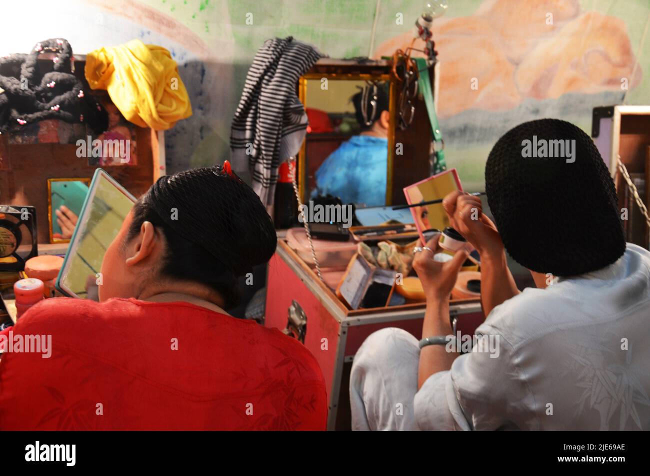 Thai act people of chinese descent makeup painting on face and wear ...