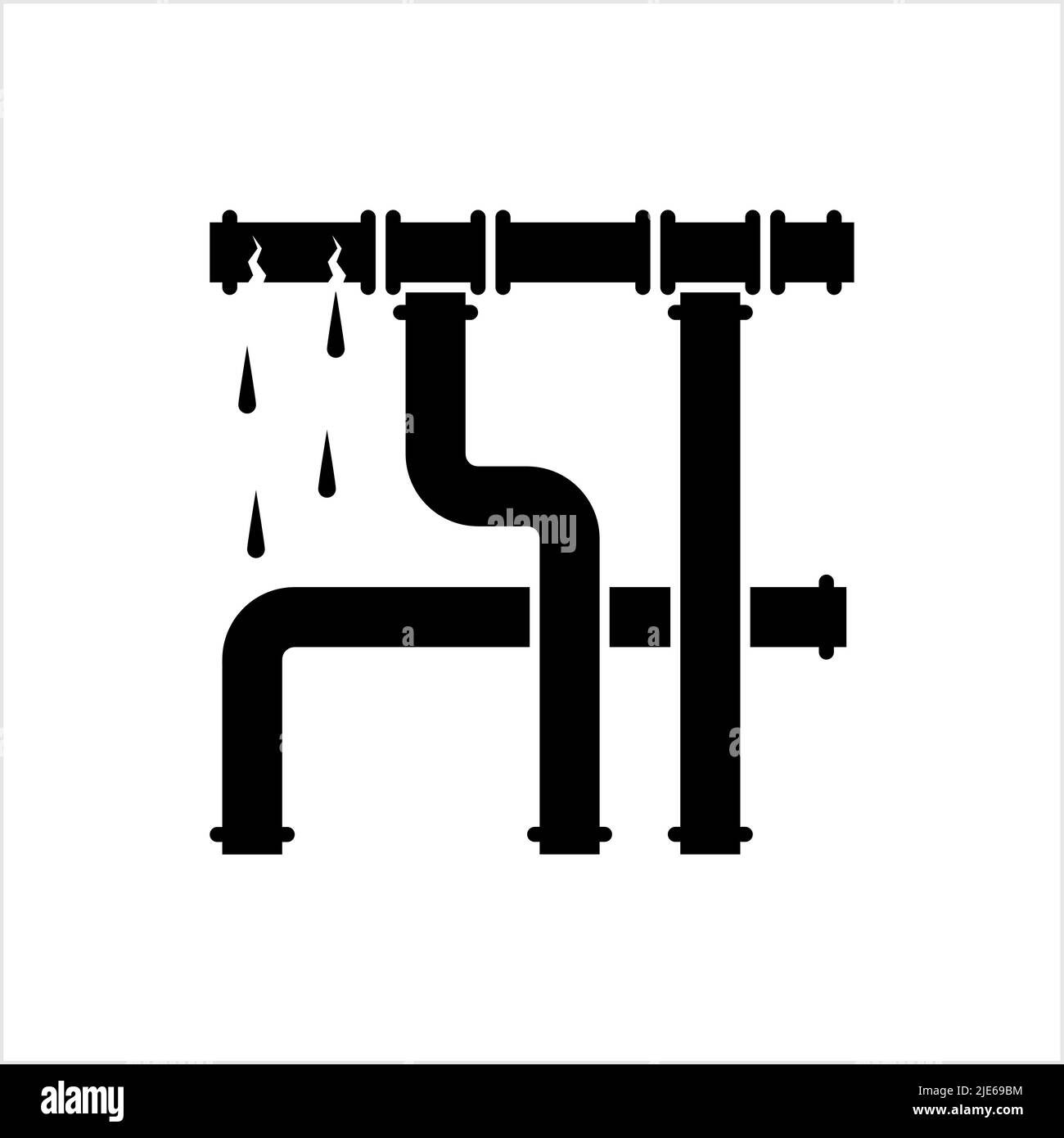 Broken Pipe Icon, Leakage In Pipe Vector Art Illustration Stock Vector ...