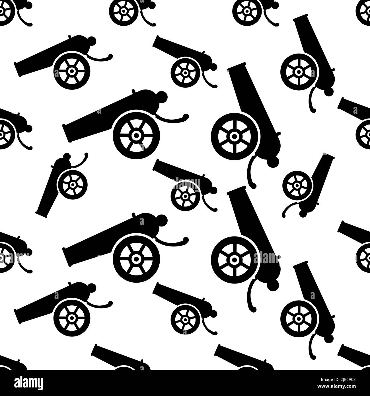 Cannon Icon Seamless Pattern, Weapon Icon, Old Style Vector Art ...