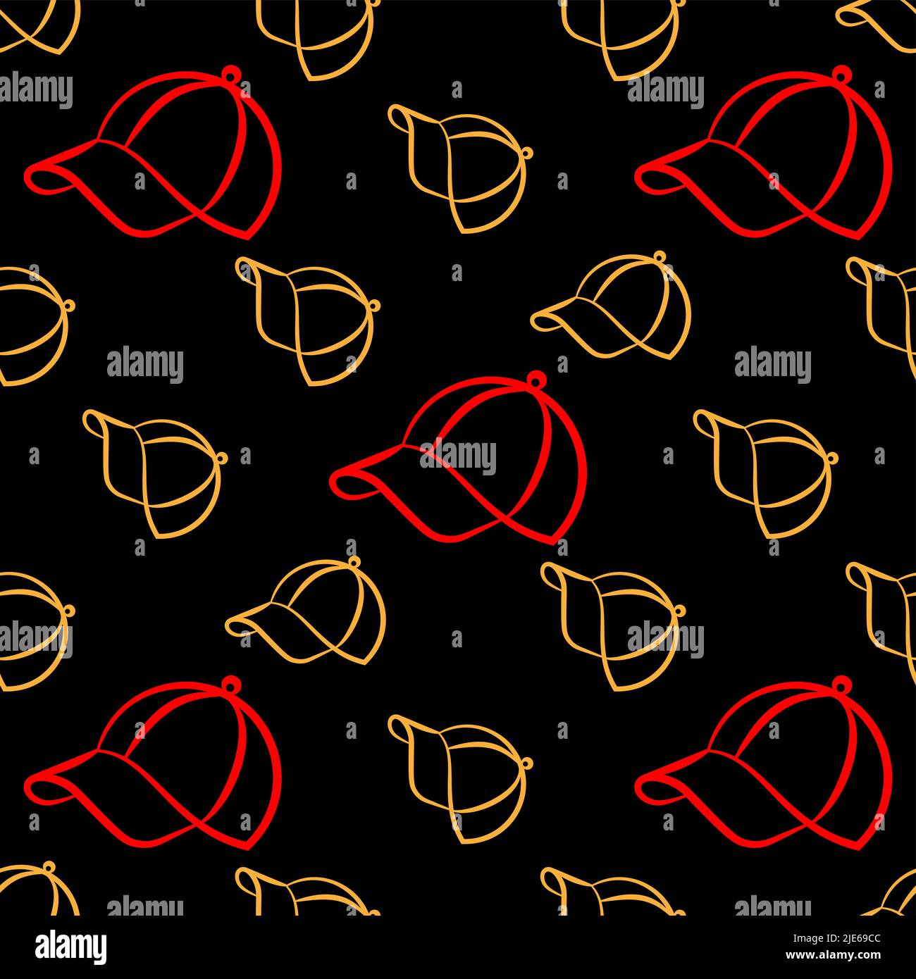 Baseball Cap Icon Seamless Pattern, Base Ball Hat Design Vector Art ...