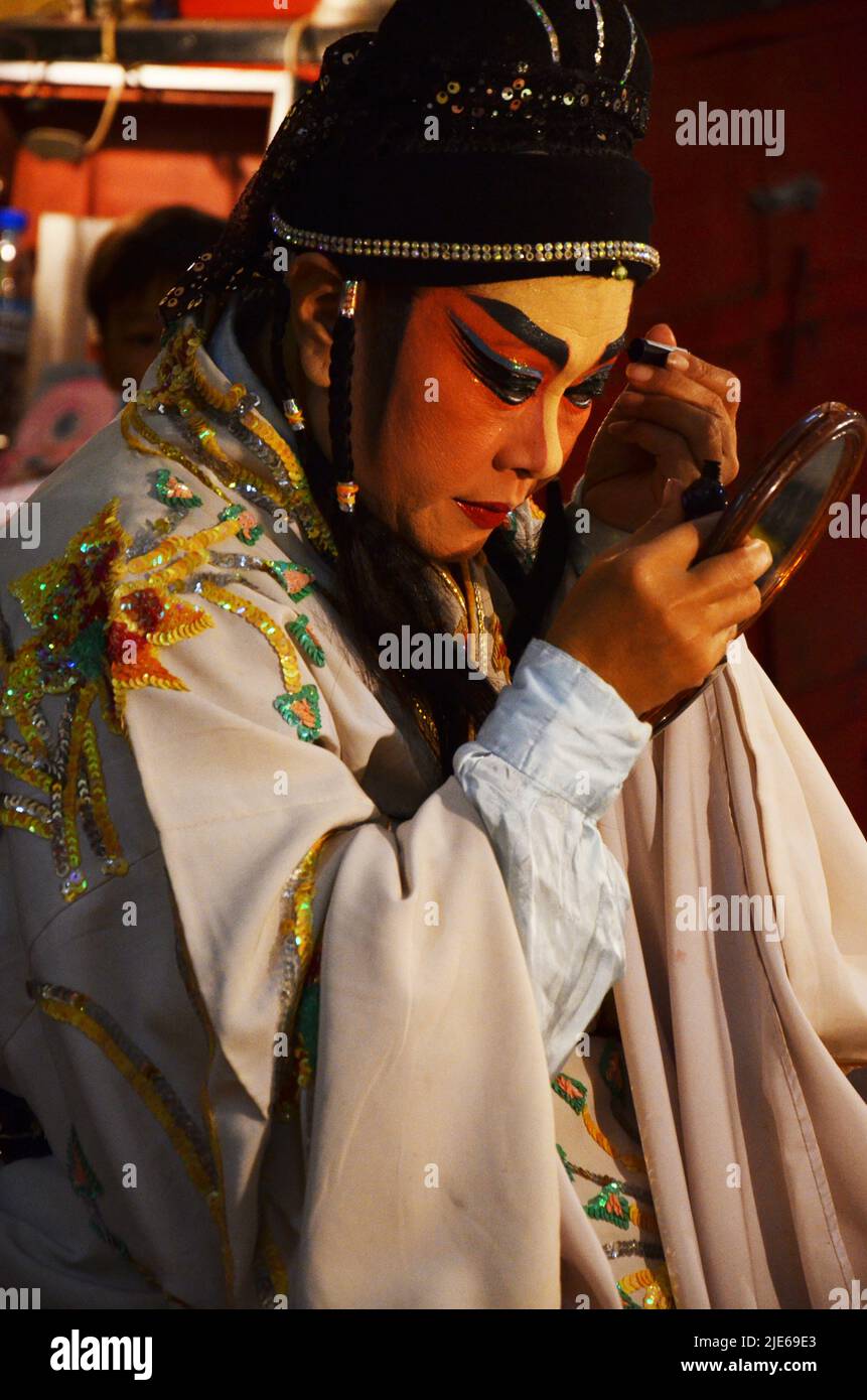 Thai act people of chinese descent makeup painting on face and wear ...