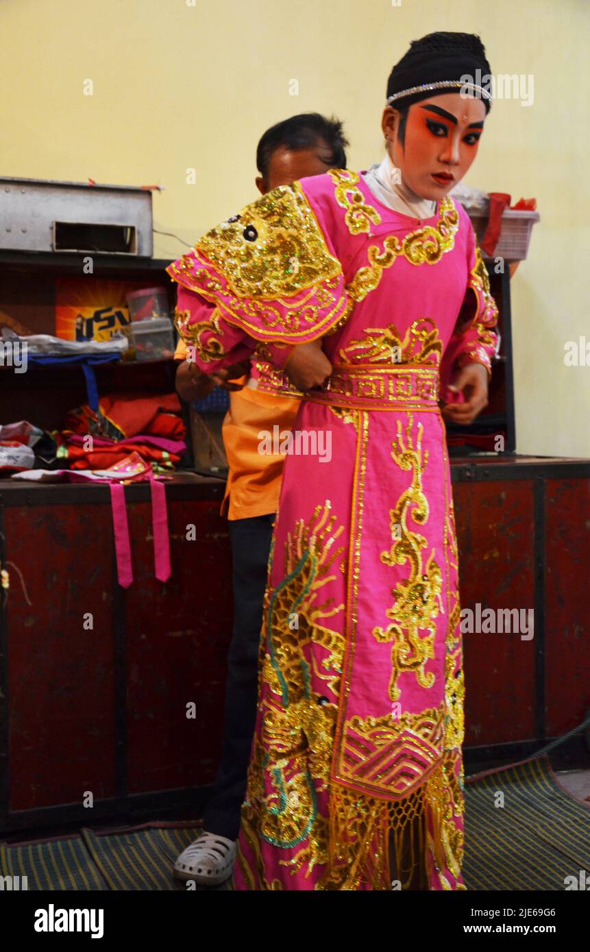 Thai act people of chinese descent makeup painting on face and wear ...
