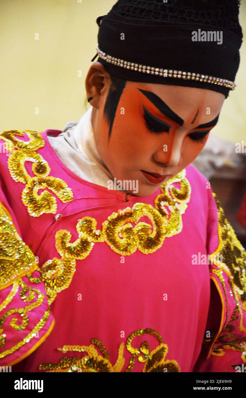 Thai act people of chinese descent makeup painting on face and wear ...