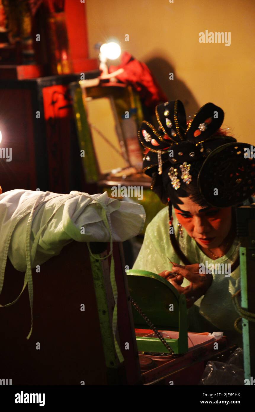 Thai act people of chinese descent makeup painting on face and wear ...