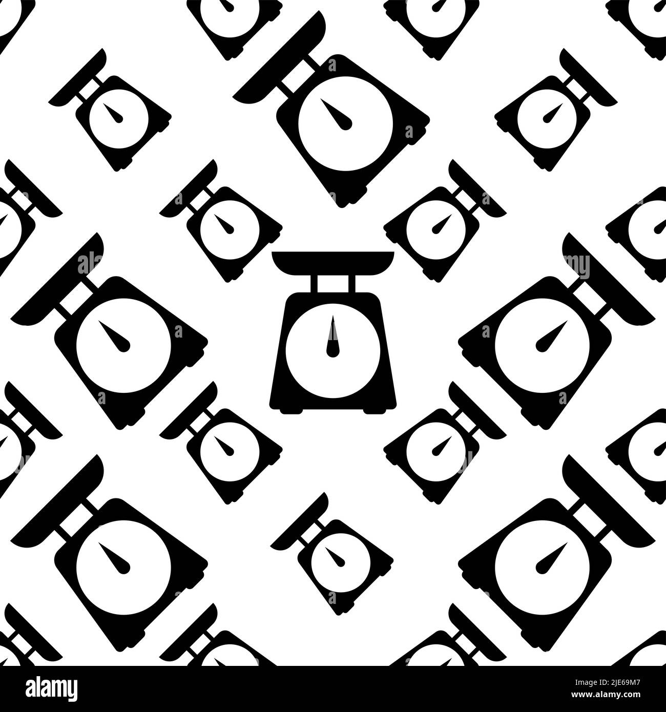 Kitchen Weight Scale Icon Seamless Pattern Vector Art Illustration ...