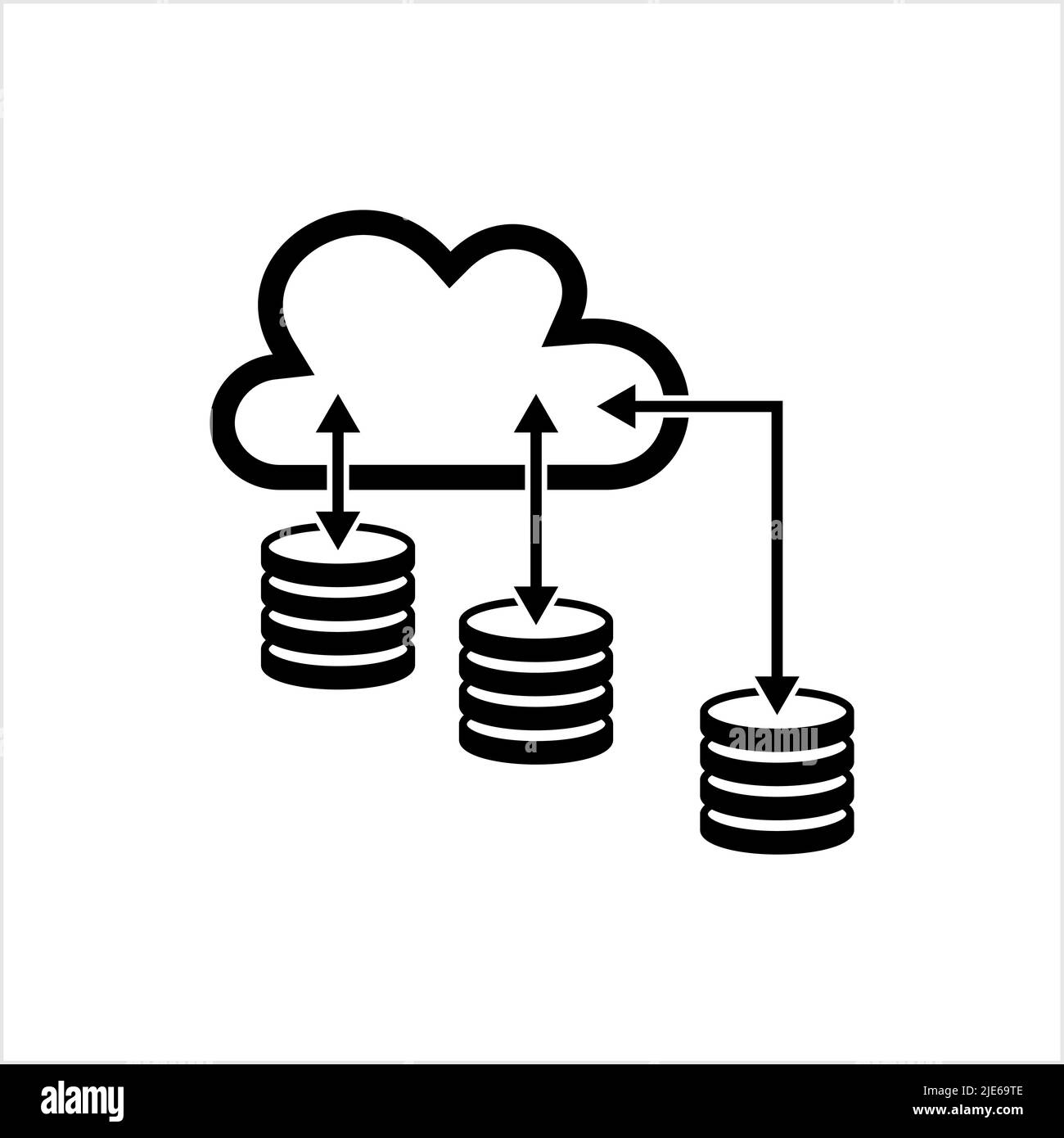 Cloud Database Icon, Data Base Icon Vector Art Illustration Stock ...