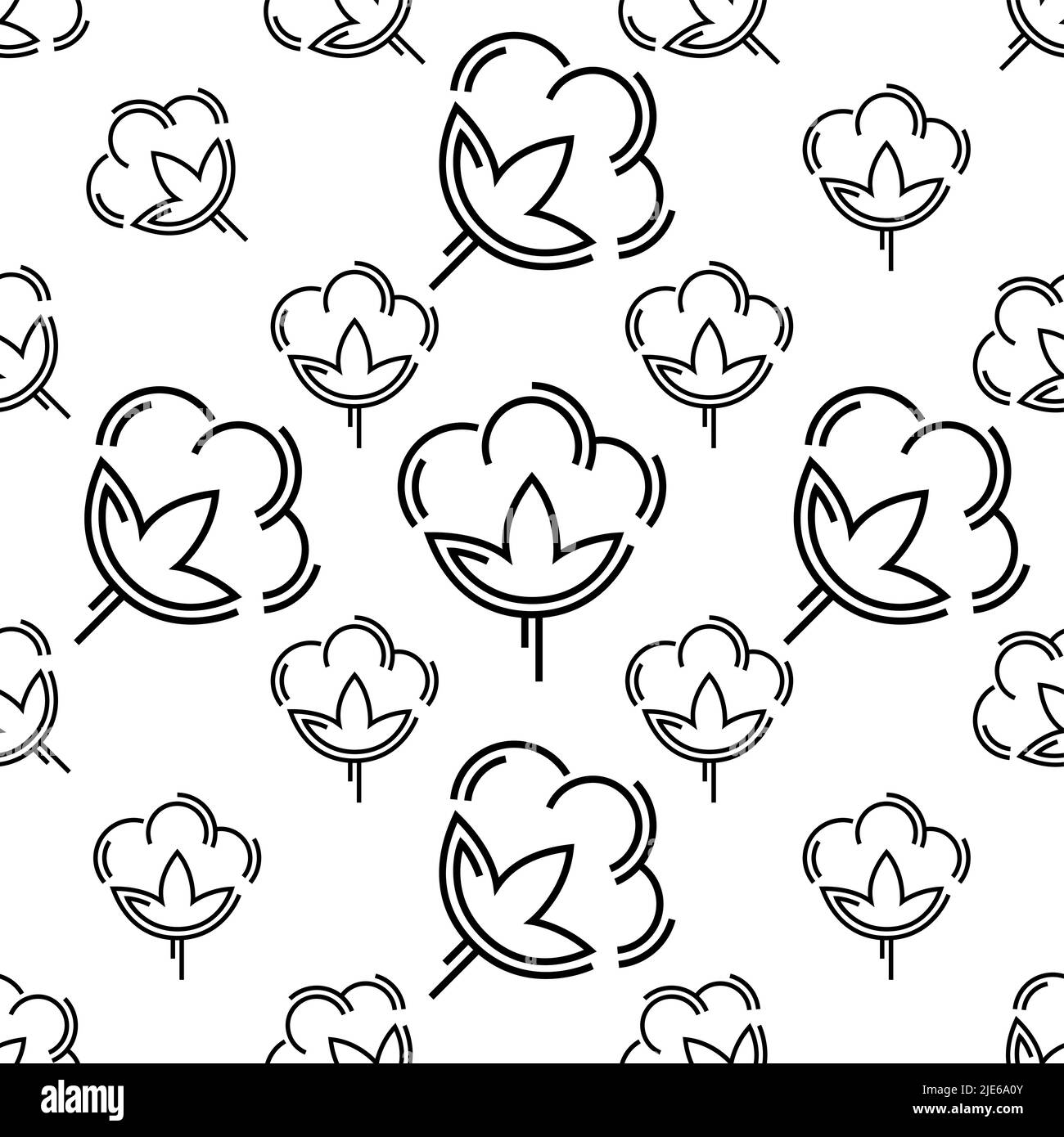 Cotton Flower Icon Seamless Pattern, Cotton Ball, Cotton Fiber Seamless ...