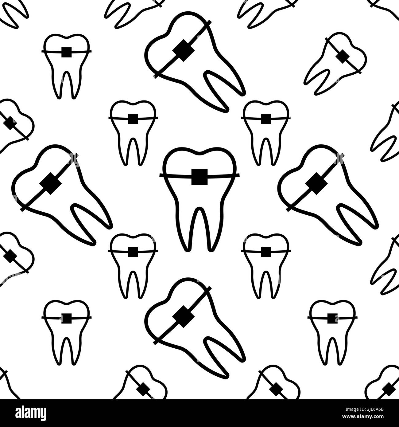 Tooth Braces Icon Seamless Pattern, Braces Vector Art Illustration ...