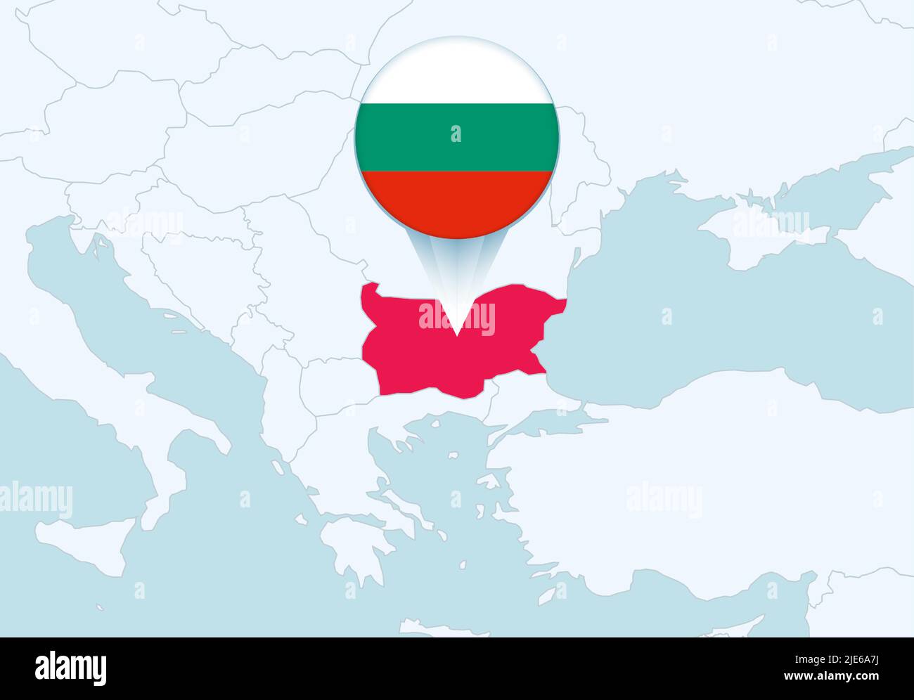Europe with selected Bulgaria map and Bulgaria flag icon. Vector map ...