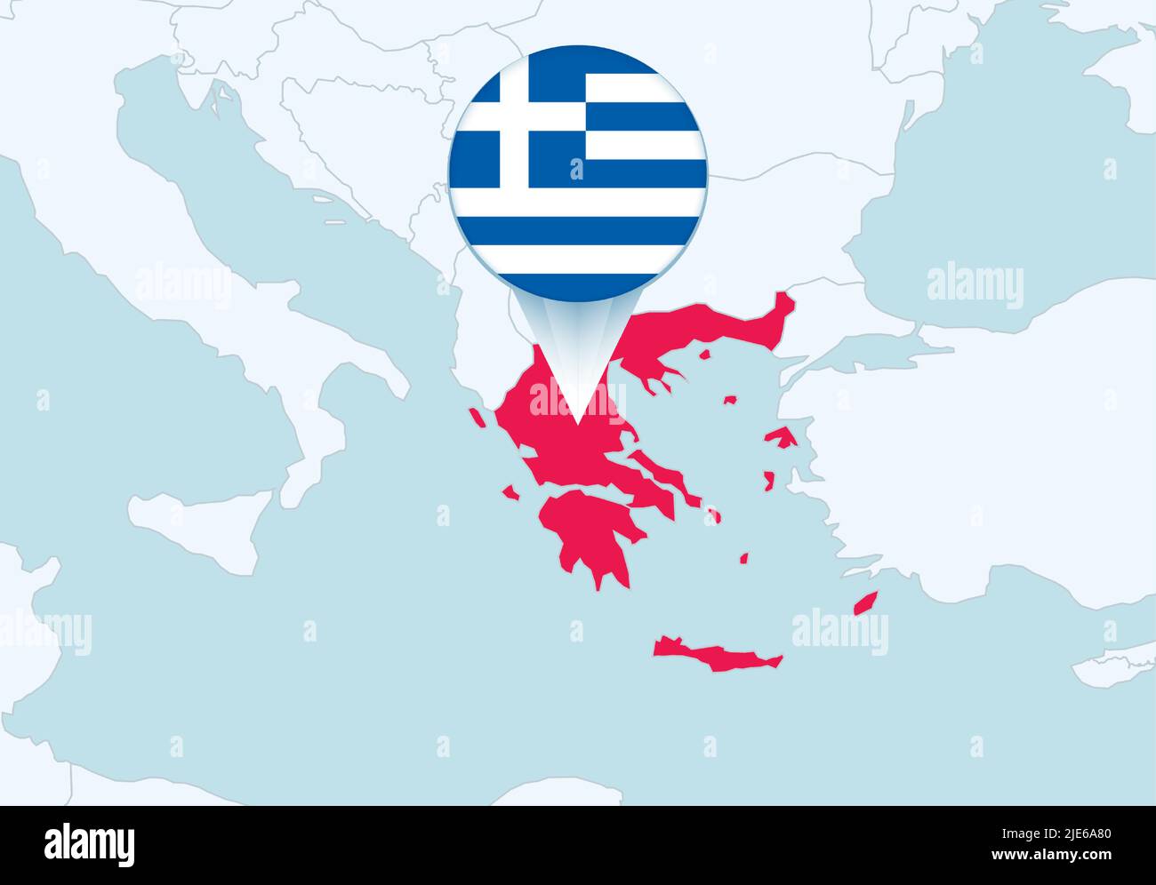Europe with selected Greece map and Greece flag icon. Vector map and ...