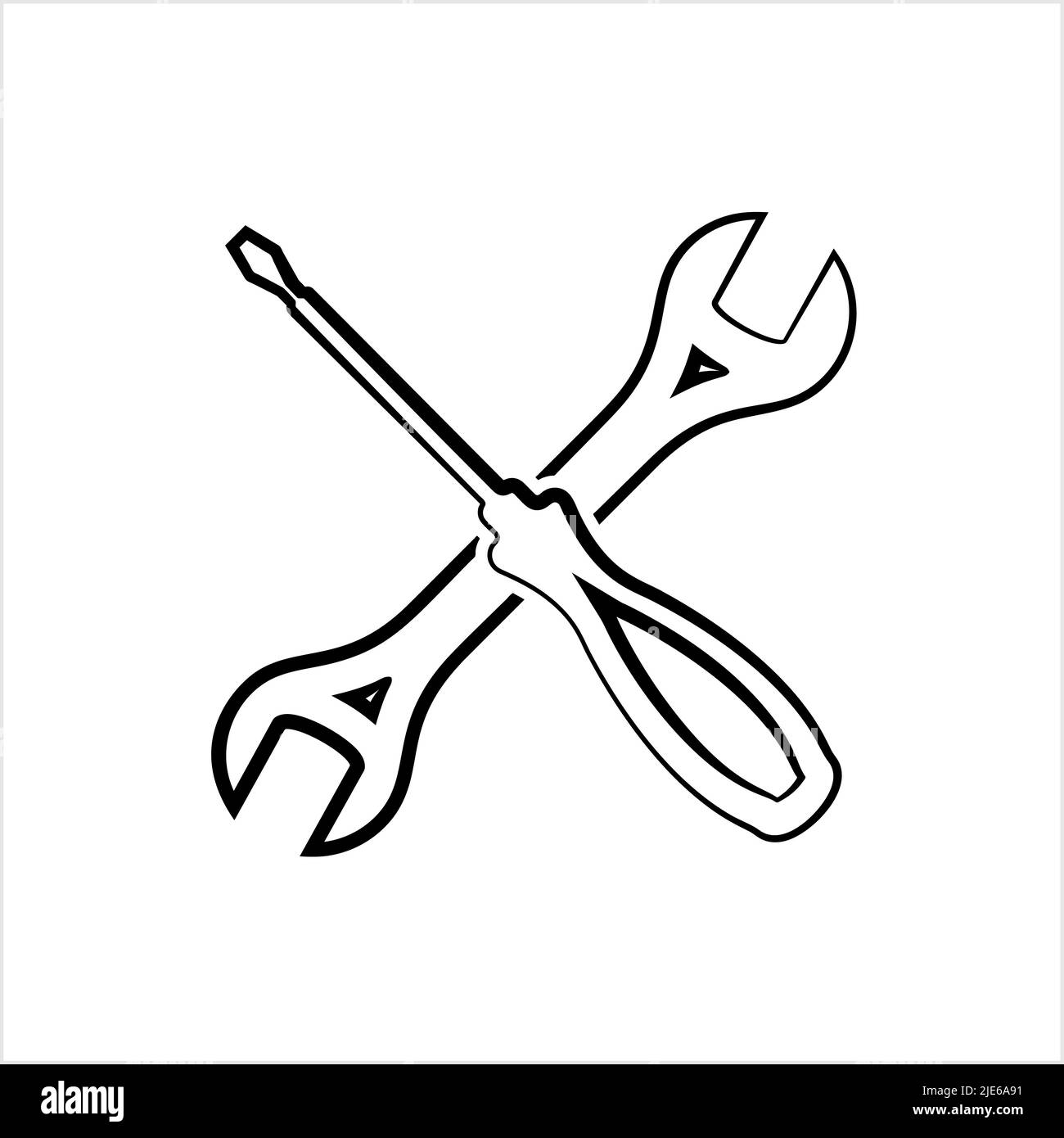 Screwdriver And Open End Wrench Vector Art Illustration Stock Vector ...