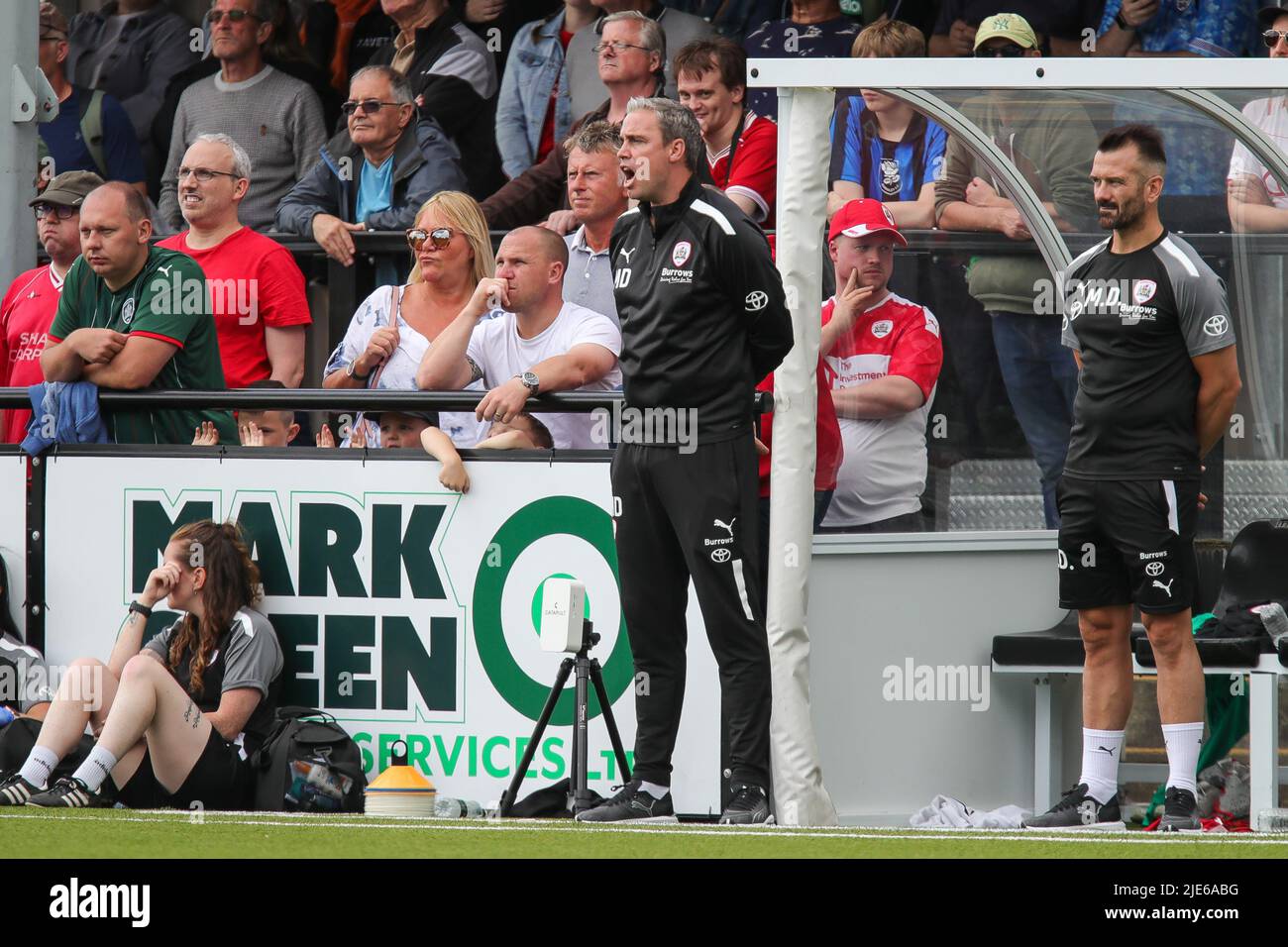 Newly appointed manager of Barnsley Michael Duff during the game Stock ...