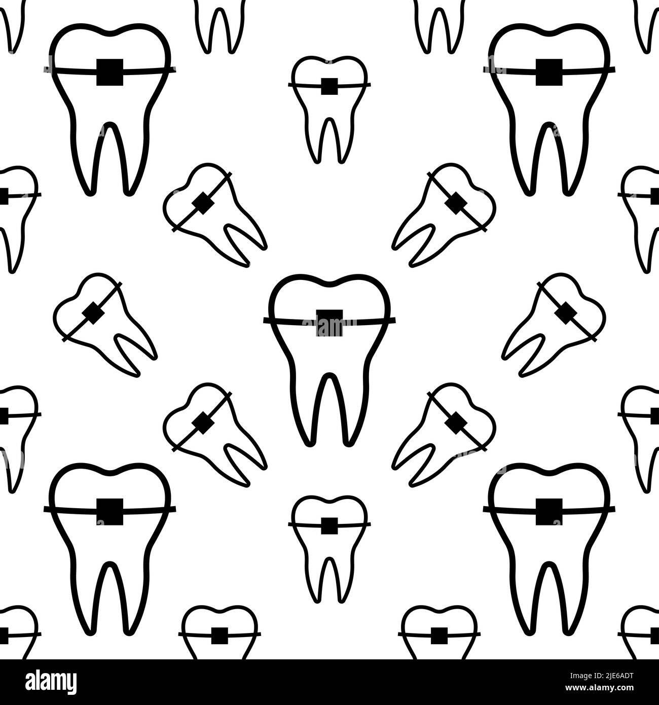 Tooth Braces Icon Seamless Pattern, Braces Vector Art Illustration ...