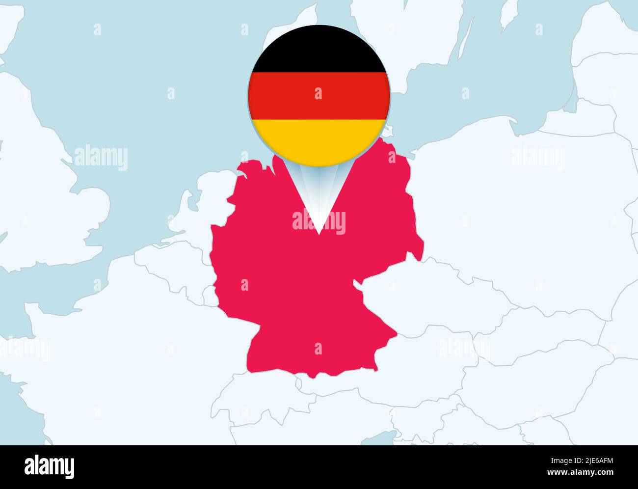 Europe with selected Germany map and Germany flag icon. Vector map and ...