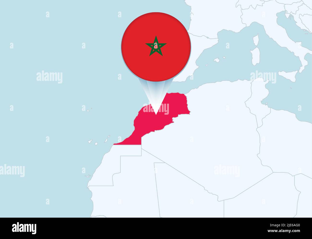 Africa with selected Morocco map and Morocco flag icon. Vector map and ...