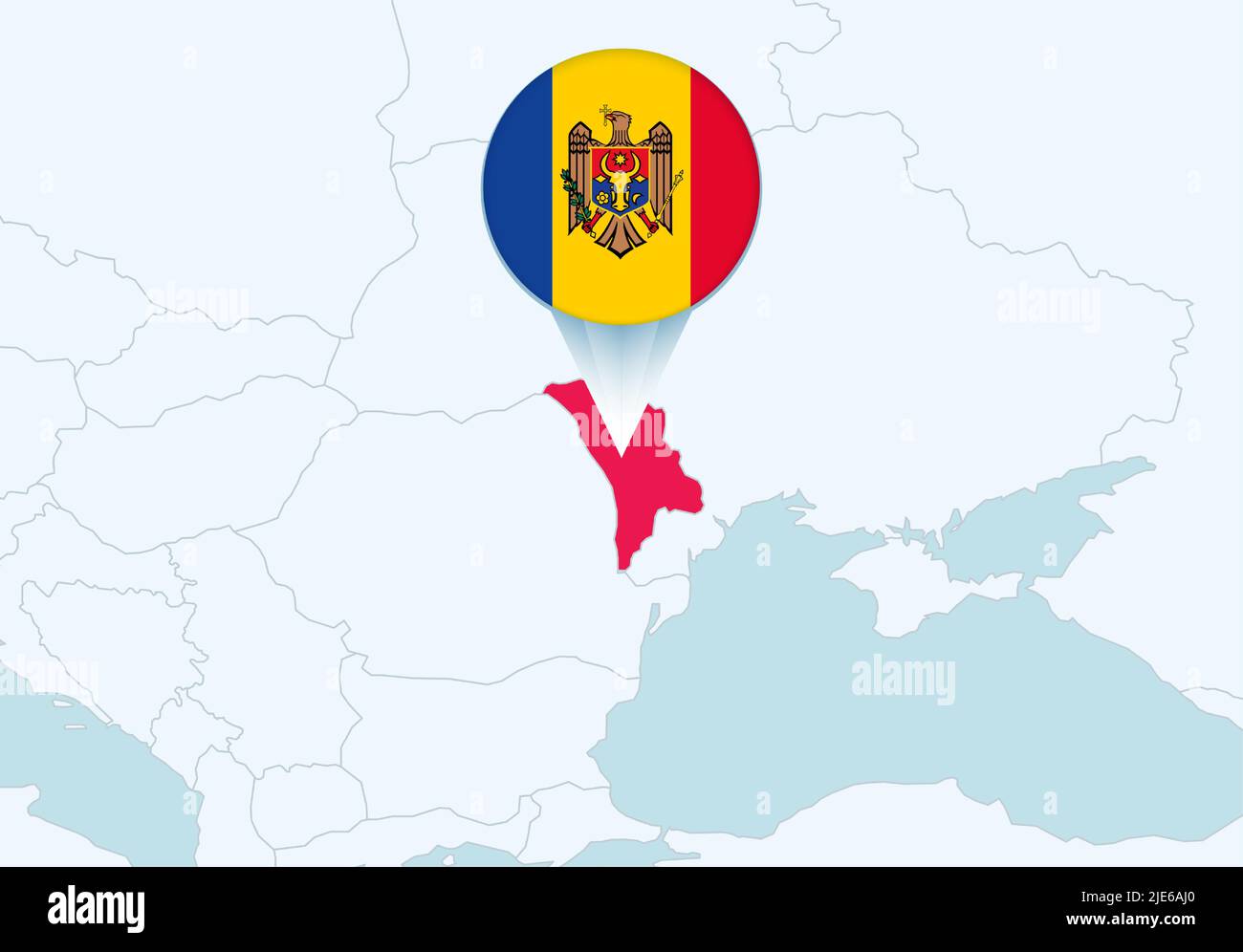 Europe with selected Moldova map and Moldova flag icon. Vector map and ...