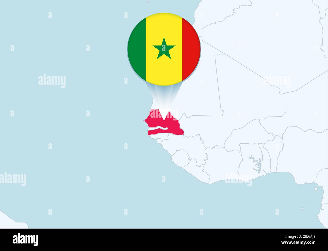 Africa with selected Senegal map and Senegal flag icon. Vector map and ...