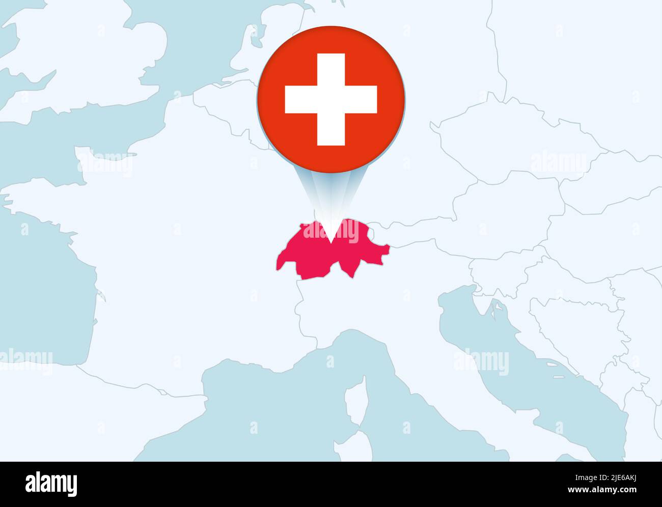Europe with selected Switzerland map and Switzerland flag icon. Vector ...